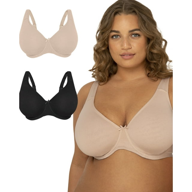 Fruit of the Loom Plus Size Beyond Soft Unlined Underwire Cotton Bra 2 Pack - Walmart.com