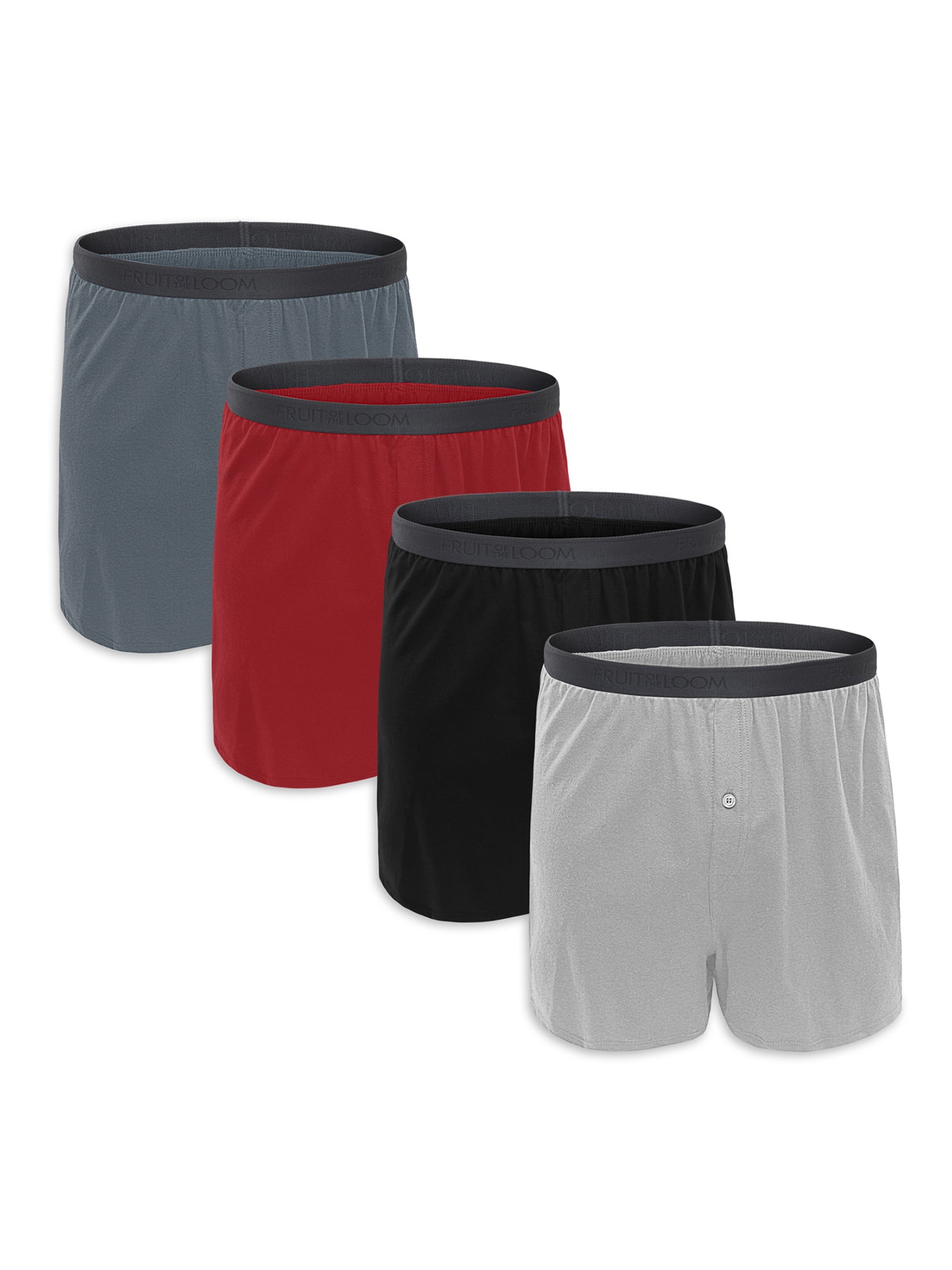 Fruit of the Loom Men's Premium Knit Boxers, 4-Pack, Eversoft Ringspun ...