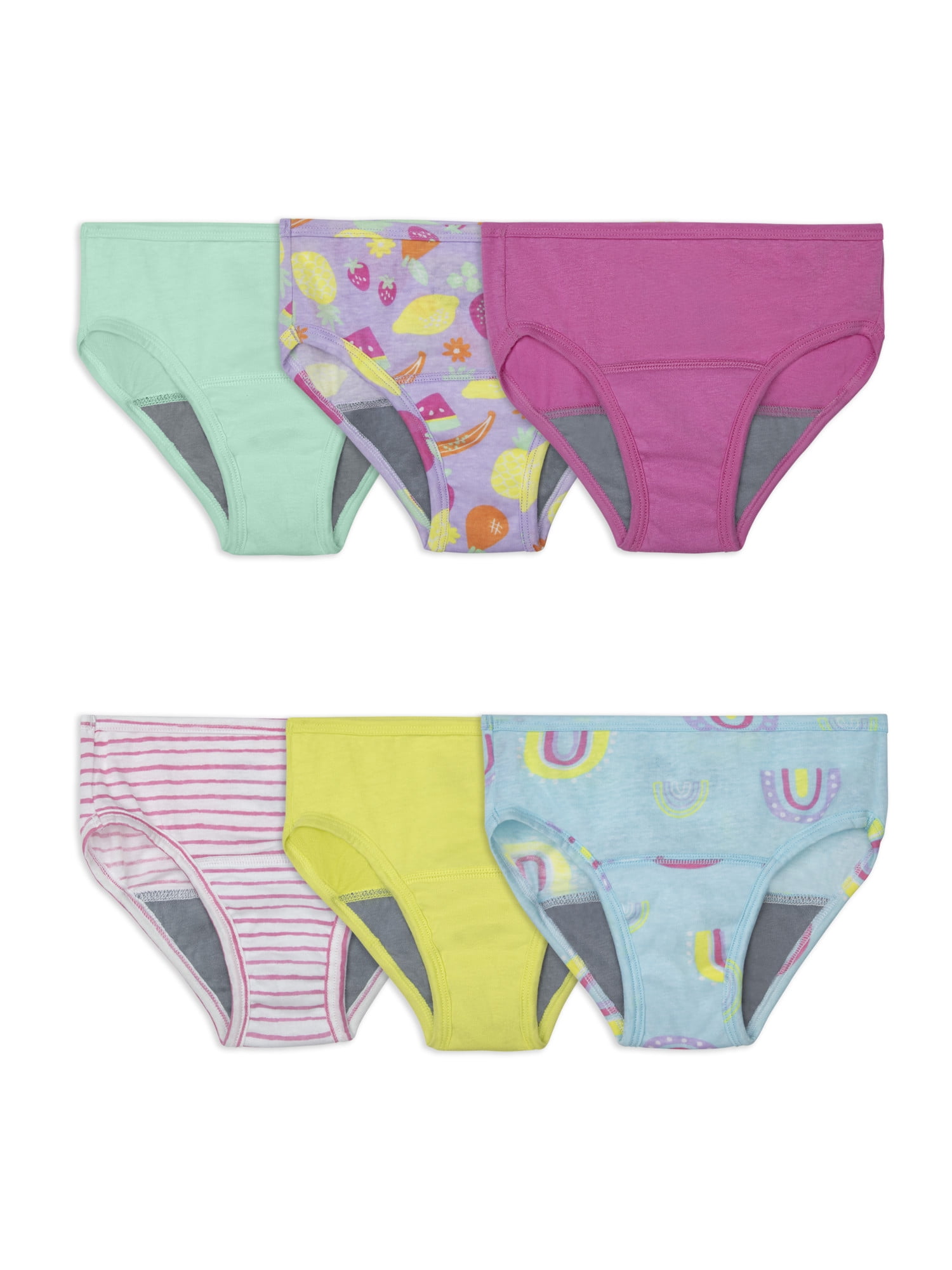 Fruit of the Loom Toddler Girl Potty Trainers Brief Underwear, 6-Pack ...