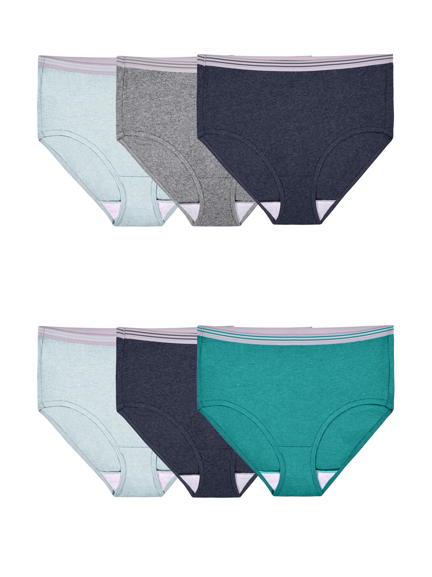 Fit for Me Women's Plus Underwear Assorted Heather Briefs, 6-Pack ...