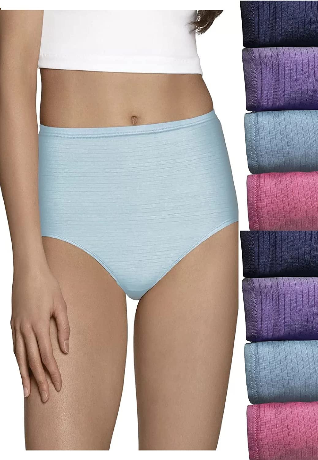 Fruit of the Loom Women's Low Rise Cotton Mesh Micro Panties, Breathable Underwear 8-Pack, Size ...