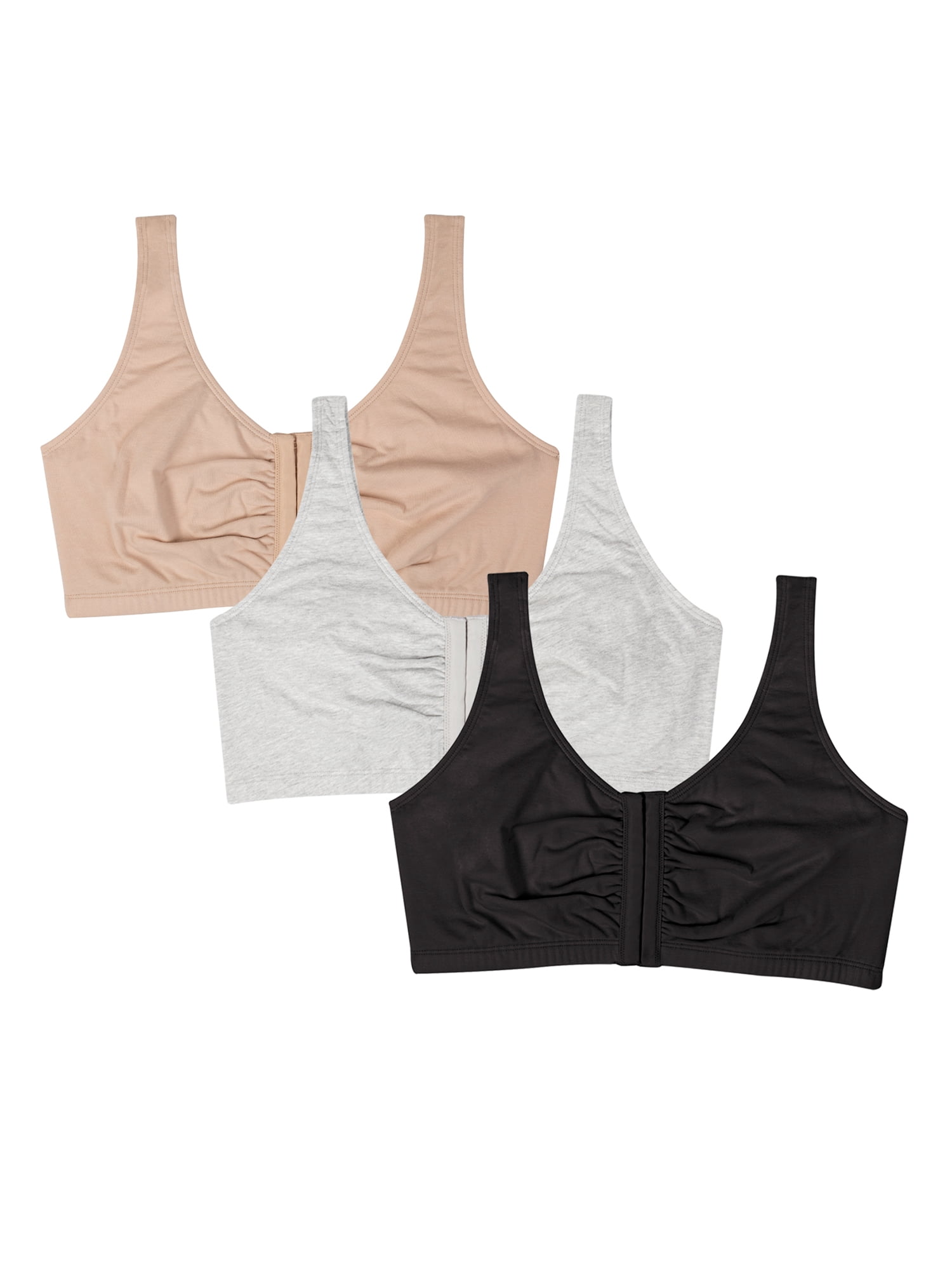 Fruit of the Loom Women's Comfort Front Close Sports Bra, 3-Pack, Style ...