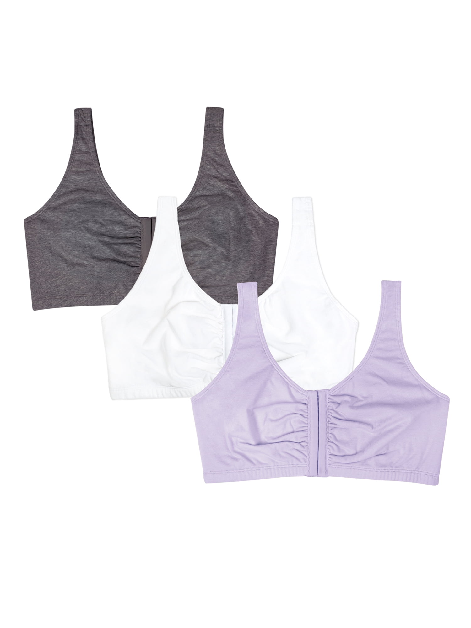 Fruit of the Loom Women's Comfort Front Close Sports Bra, 3-Pack, Style ...