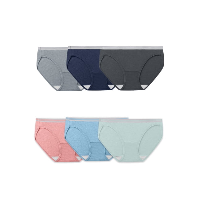 Fruit of the Loom Women's Heather Bikini Panties, Soft Cotton Underwear ...