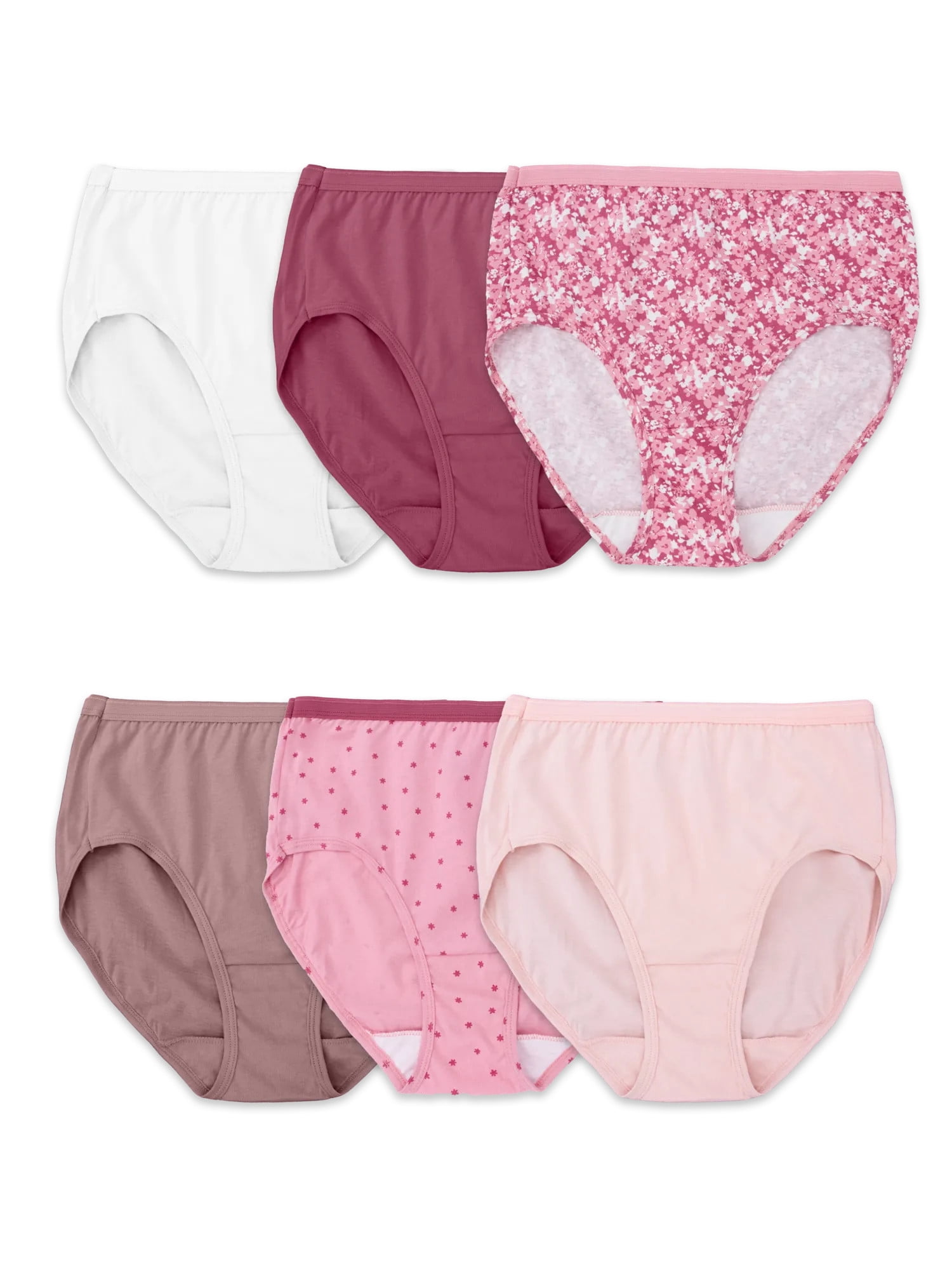 Fruit of the Loom Women's Cotton Brief Underwear 6-Pack Soft Breathable ...