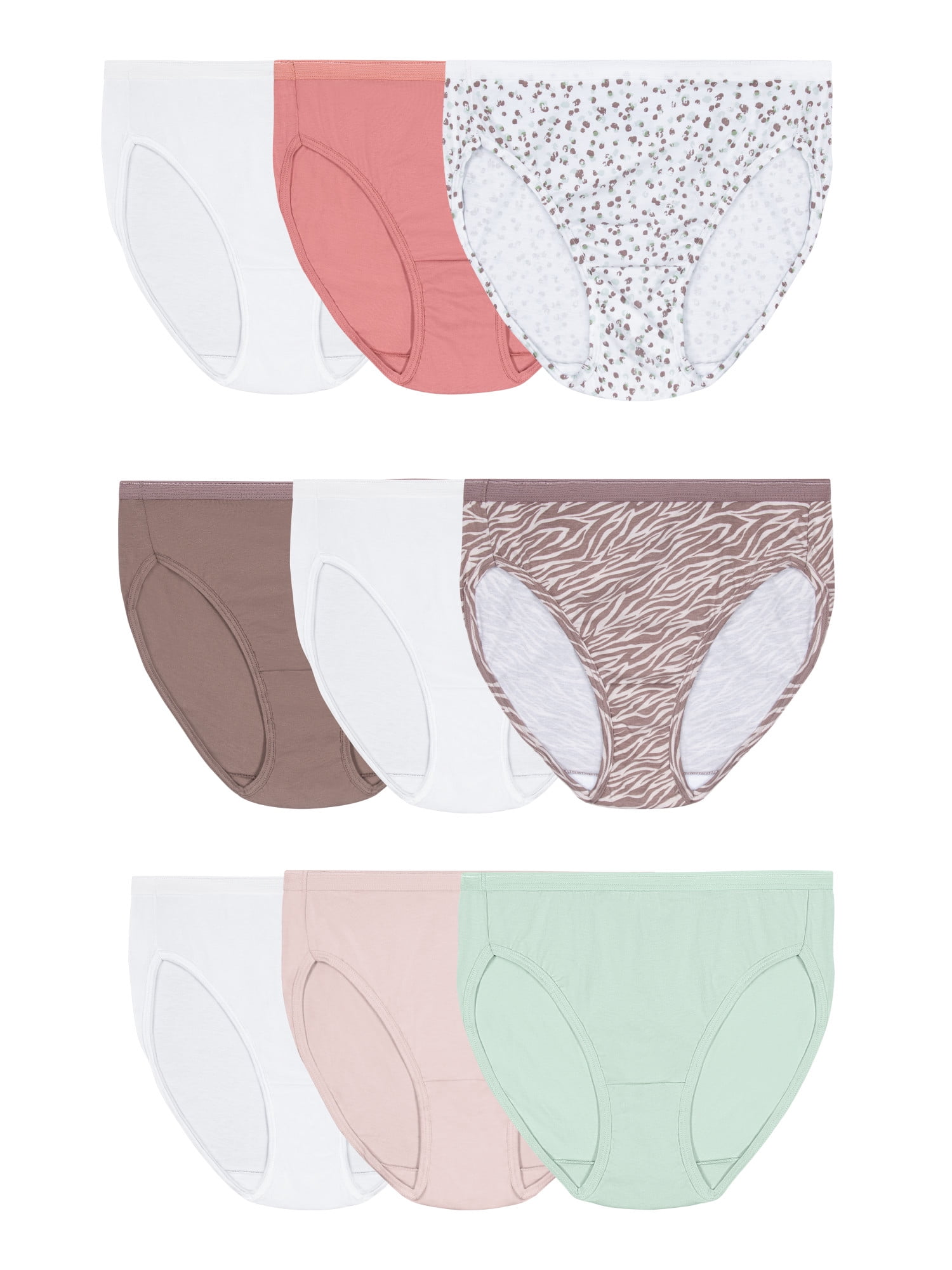 Fruit of the Loom Women's Hi-Cut Brief Panties 6+3 Pack, Soft Cotton ...