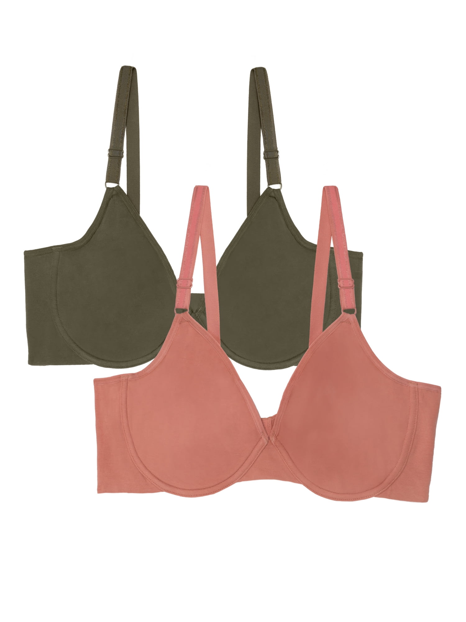 Fruit of the Loom Women's Cotton Stretch Bra 2-Pack, Lightweight ...