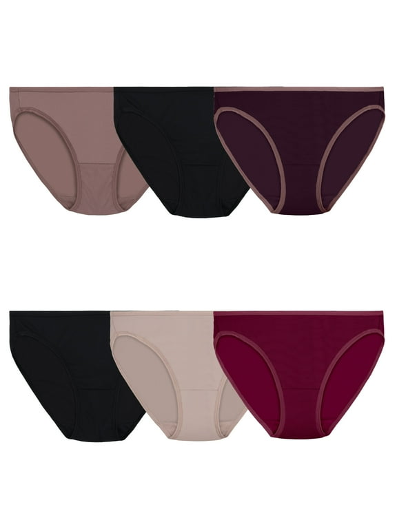 Fruit of the Loom Women's 5 Pack Microfiber Bikini Panties, Assorted, 5 ...