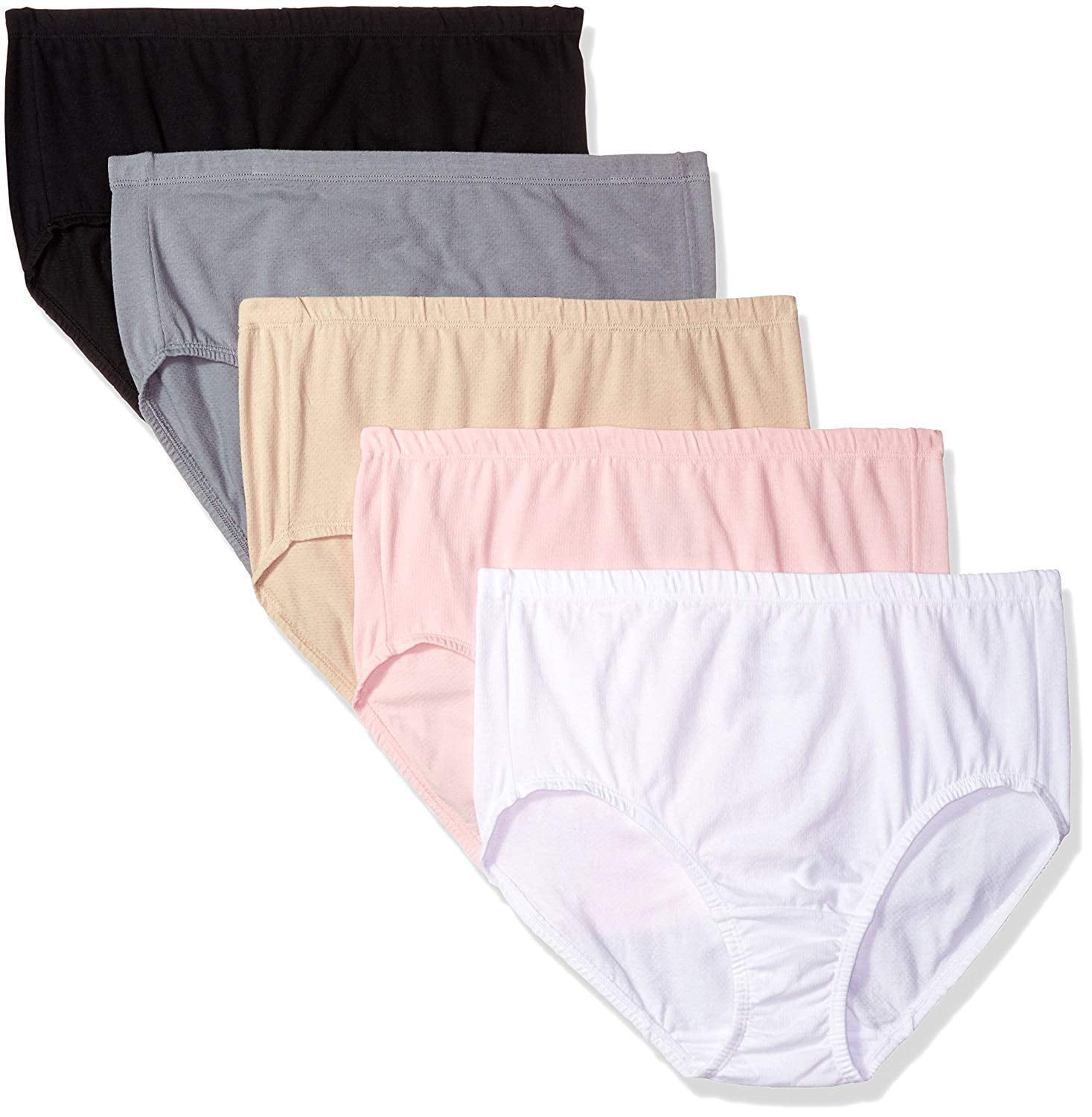 Fruit of the Loom Women's Plus-Size 5 Pack Fit For Me Breathable Brief ...