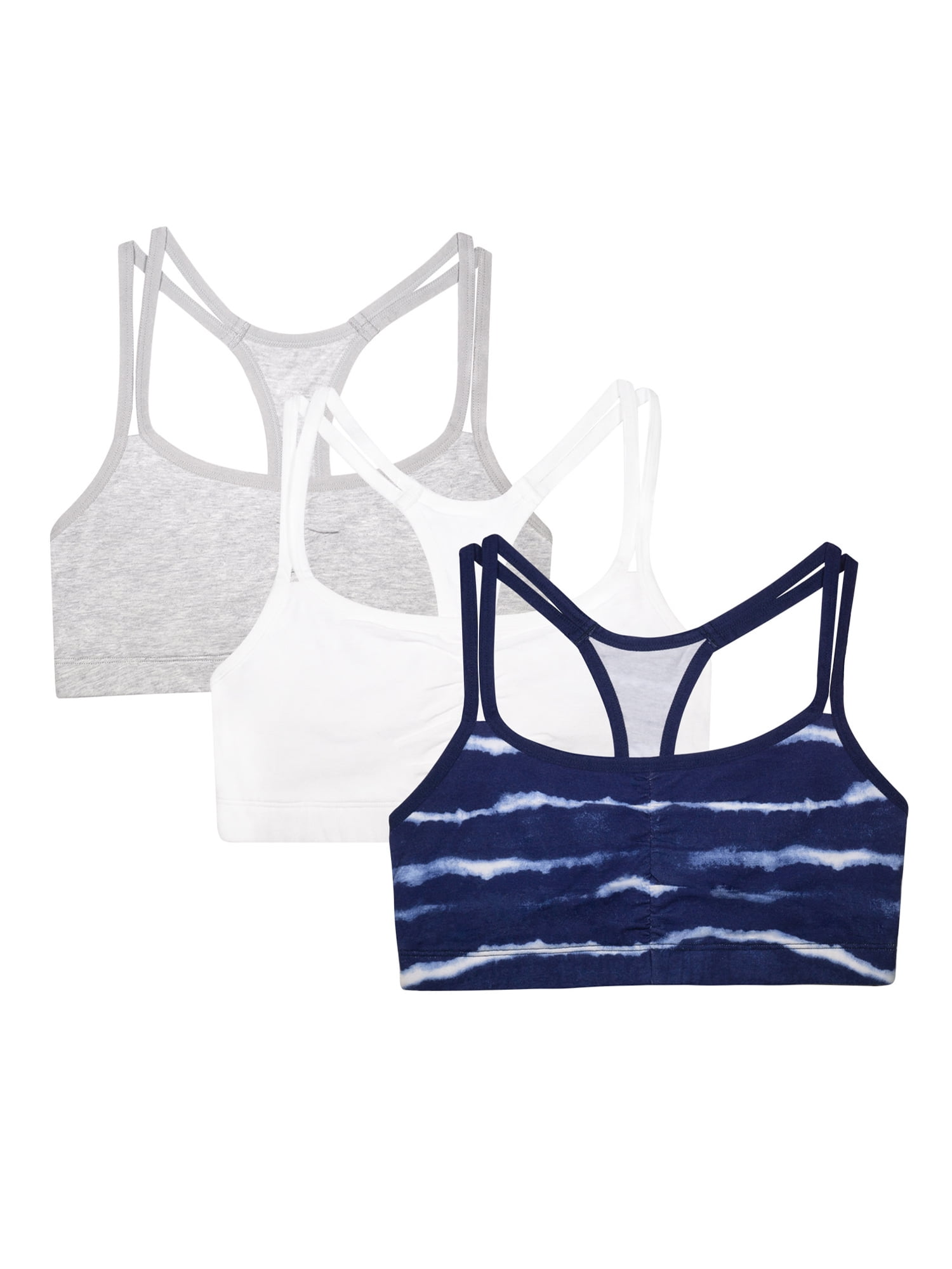 Fruit of the Loom Women's Racerback Strappy Cotton Sports Bra, 3-Pack ...