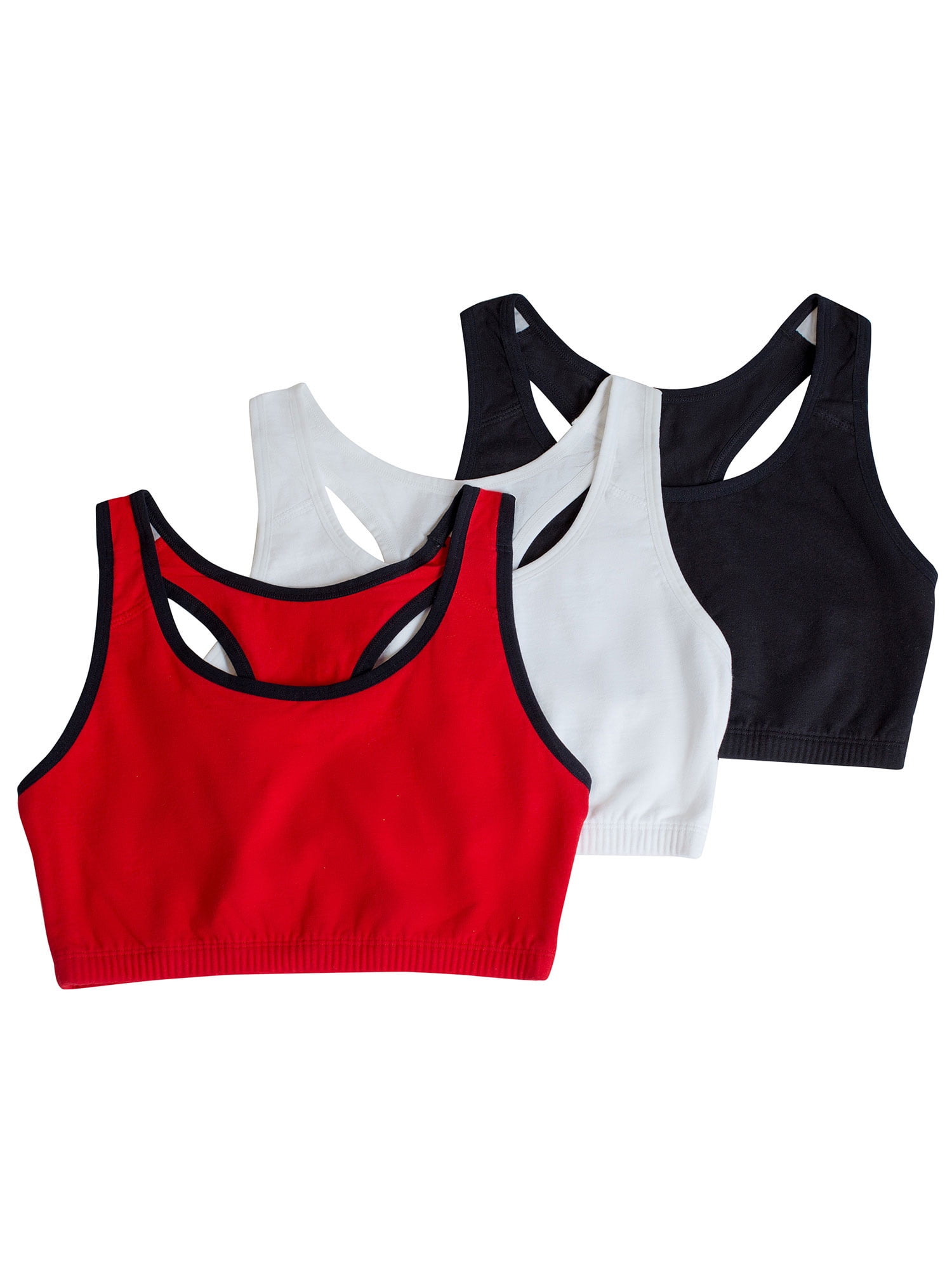 Fruit of the Loom Women's Cotton Pullover Leisure Sports Bra, 3-Pack ...