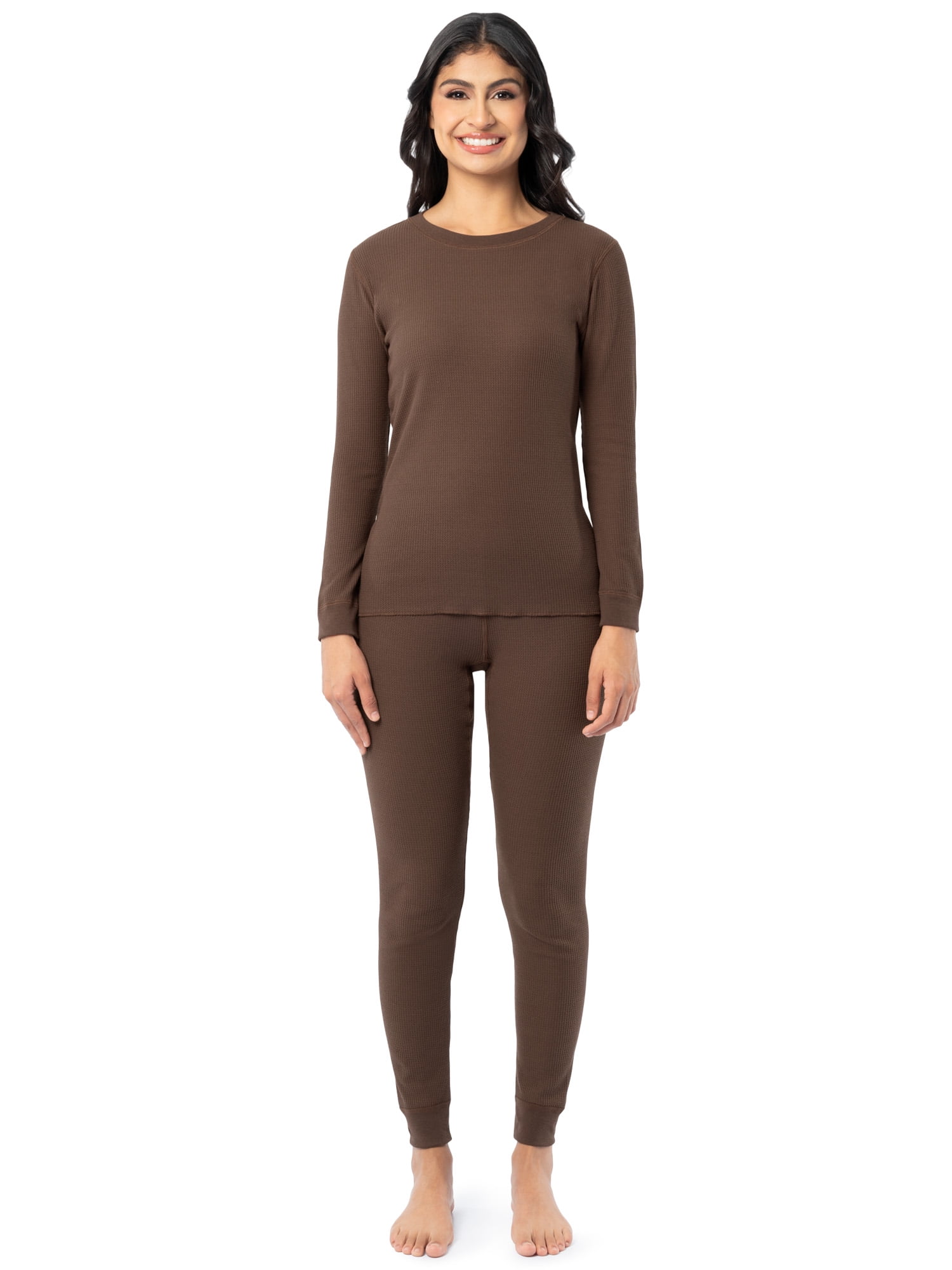 Fruit of the Loom Women's Recycled Waffle Thermal Top & Bottom Set ...