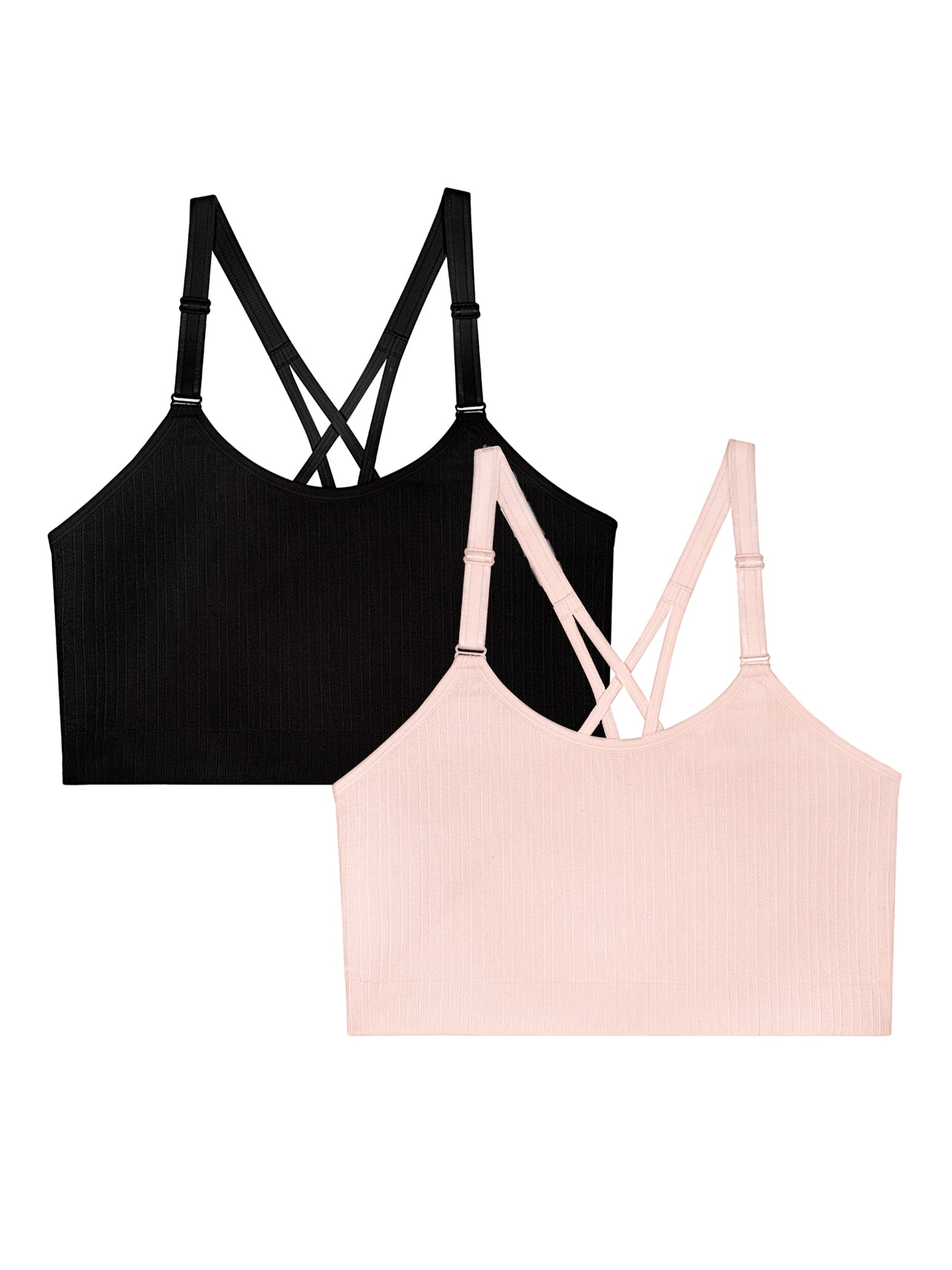 Fruit of the Loom Women's Seamless Strappy Back Longline Bra, 2-Pack ...