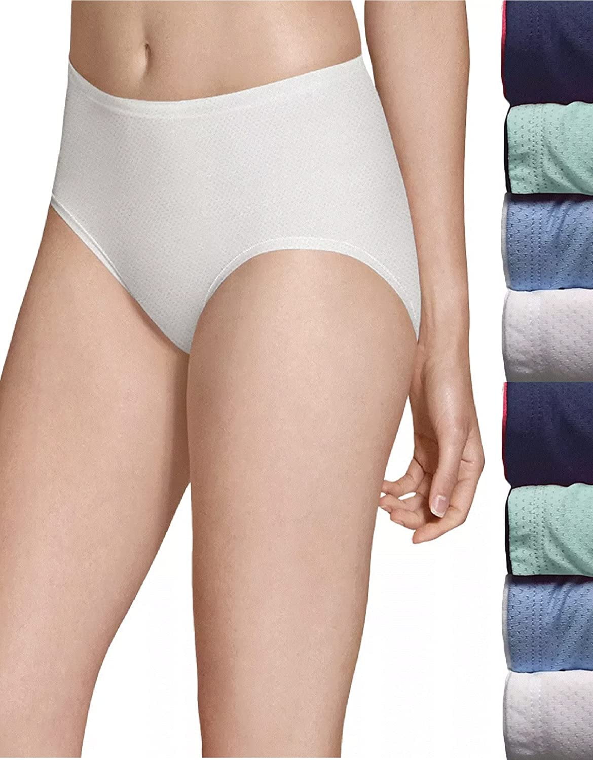 Fruit of the Loom Women's Signature Low Rise Briefs 8-pack Breathable Micro Mesh, Assorted, 6 ...