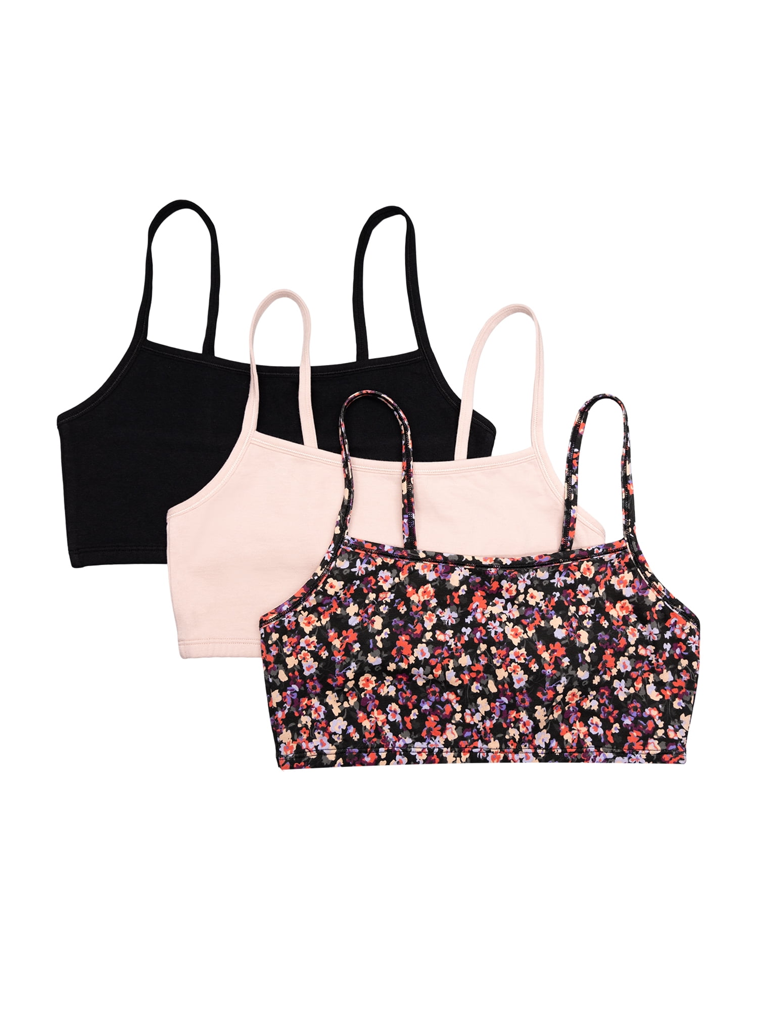 Fruit of the Loom Women's Spaghetti Strap Cotton Sports Bra, 3-Pack ...