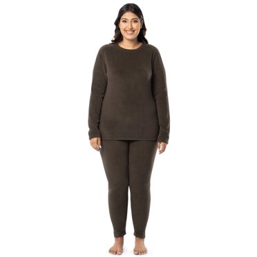Fruit of the Loom Women's Recycled Waffle Thermal Top & Bottom Set ...