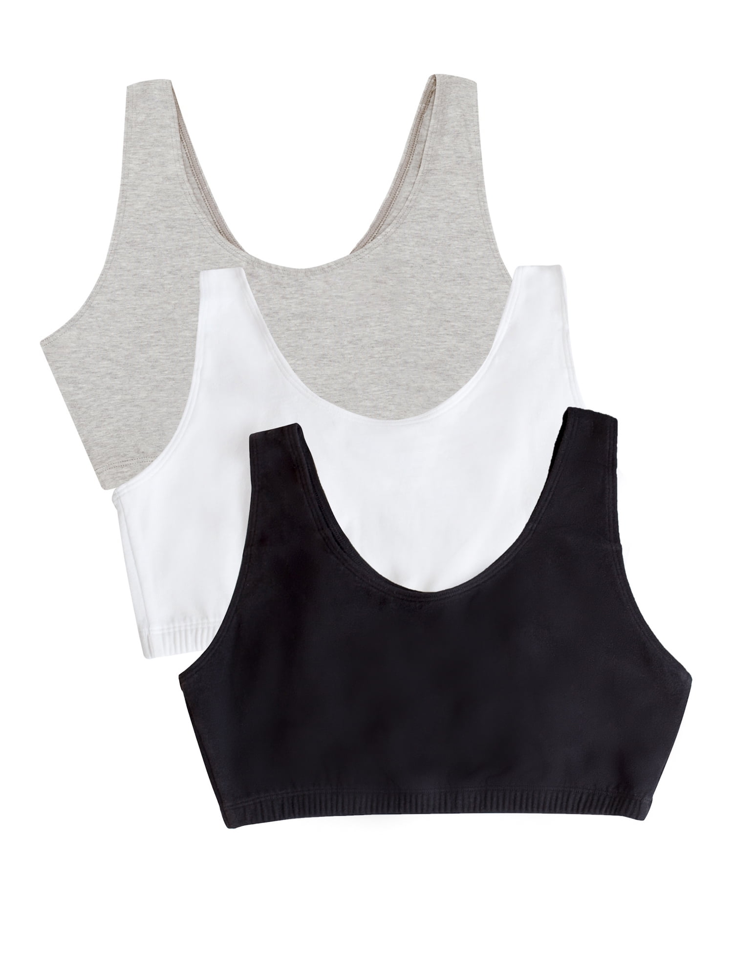 Fruit of the Loom Women's Tank Style Cotton Sports Bra, 3-Pack, Style ...