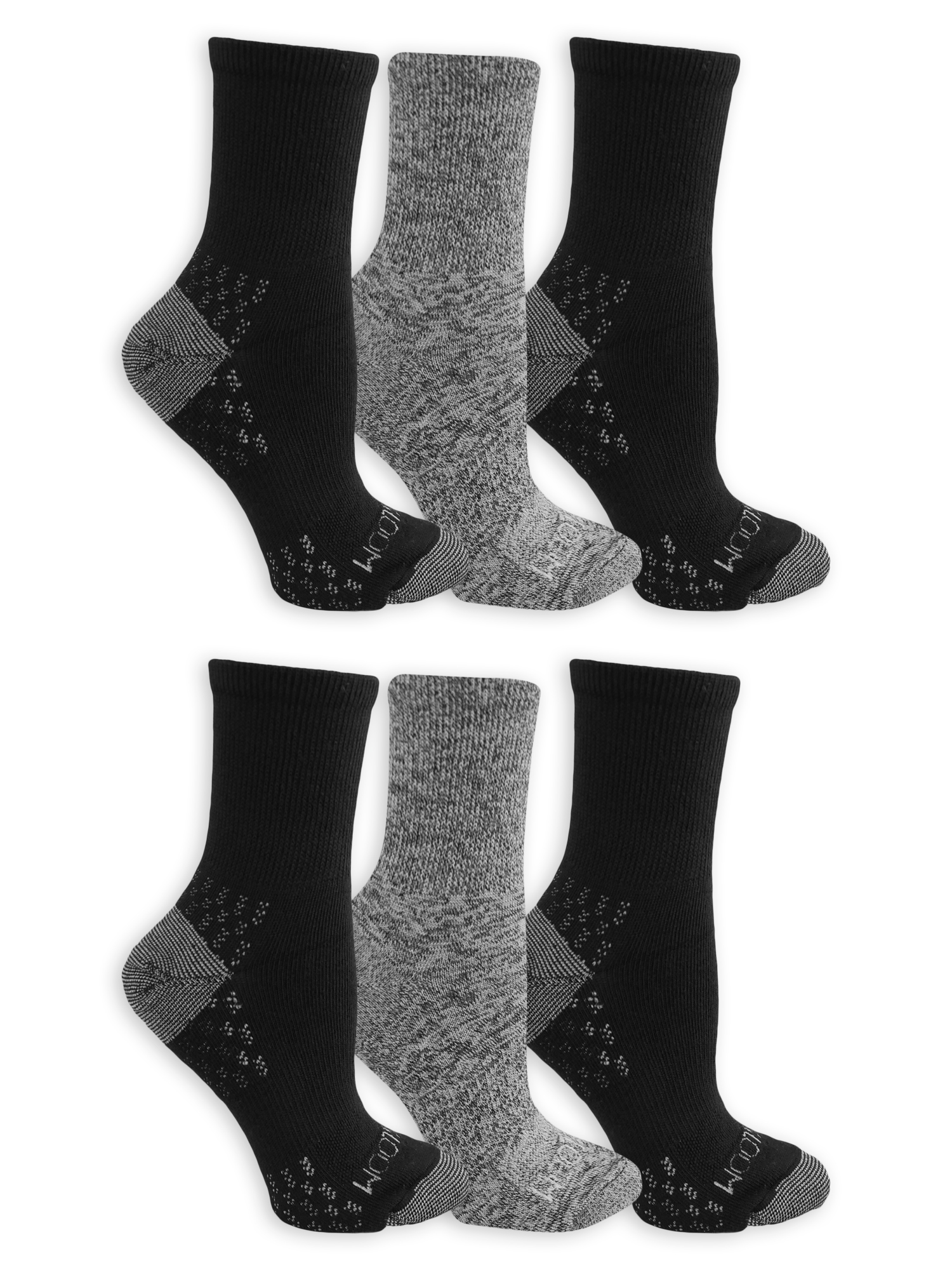 Fruit of the Loom Womens On Her Feet Flat Knit Boot Crew Socks 6 Pack ...