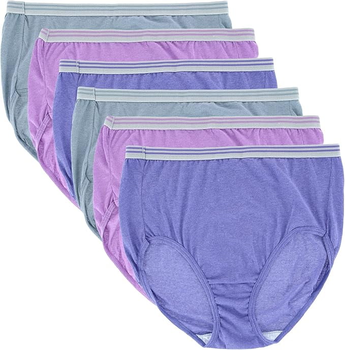 Fruit of the Loom Womens Plus Heather Assorted Brief Underwear, 6-Pack ...