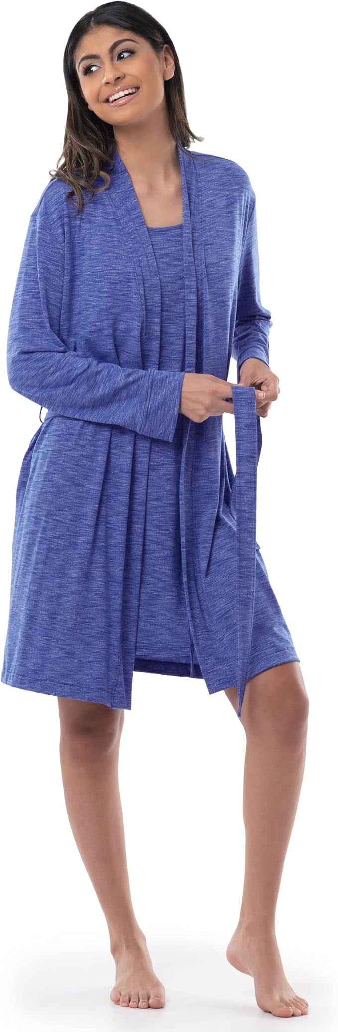 Fruit of the Loom womens Breathable Robe, Heather Navy - Walmart.com