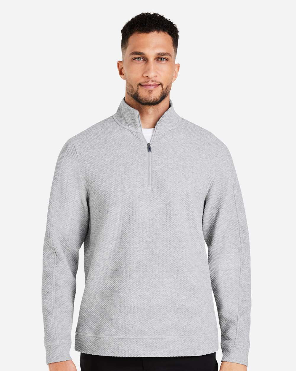 North End NE725 Men's Spirit Textured Quarter-Zip Pullover-PLATINUM ...