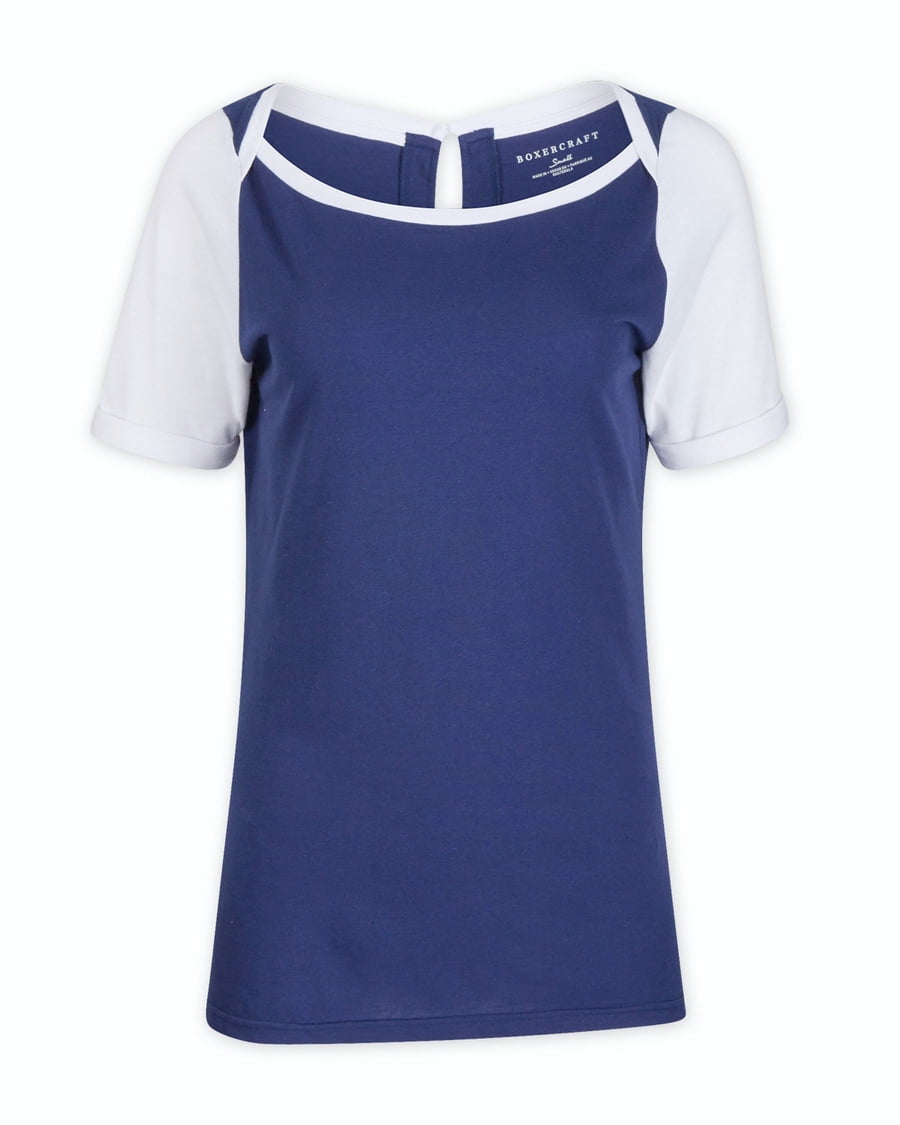 Boxercraft BW2404 Ladies Care Free Tee-Navy White-XXS - Walmart.com