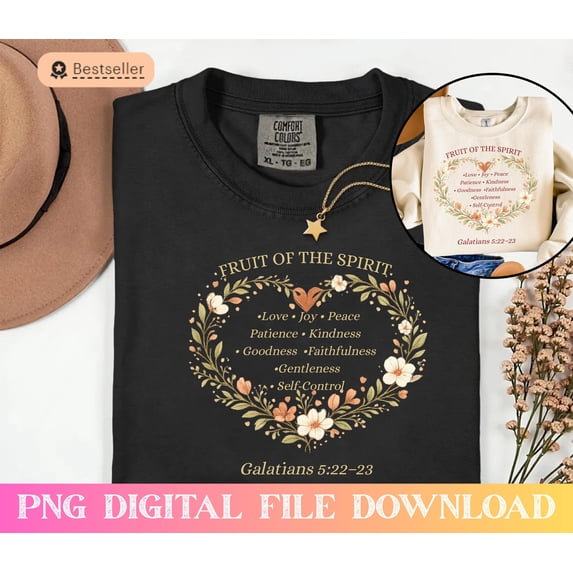 Fruit of the Spirit Christian Hearts T-shirt | Galatians 5:22–23 Bible ...