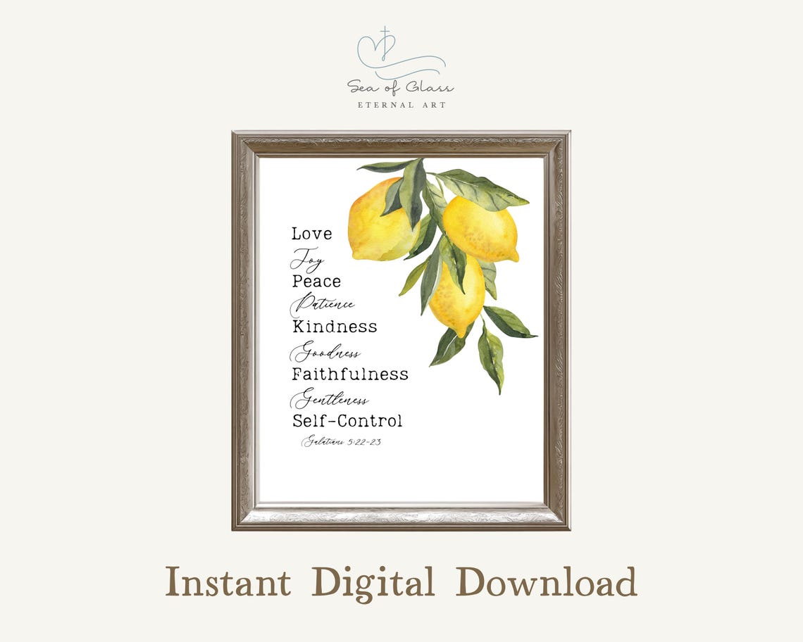 Fruit of the Spirit Poster Lemons, Christian Kitchen Decor, Galatians ...