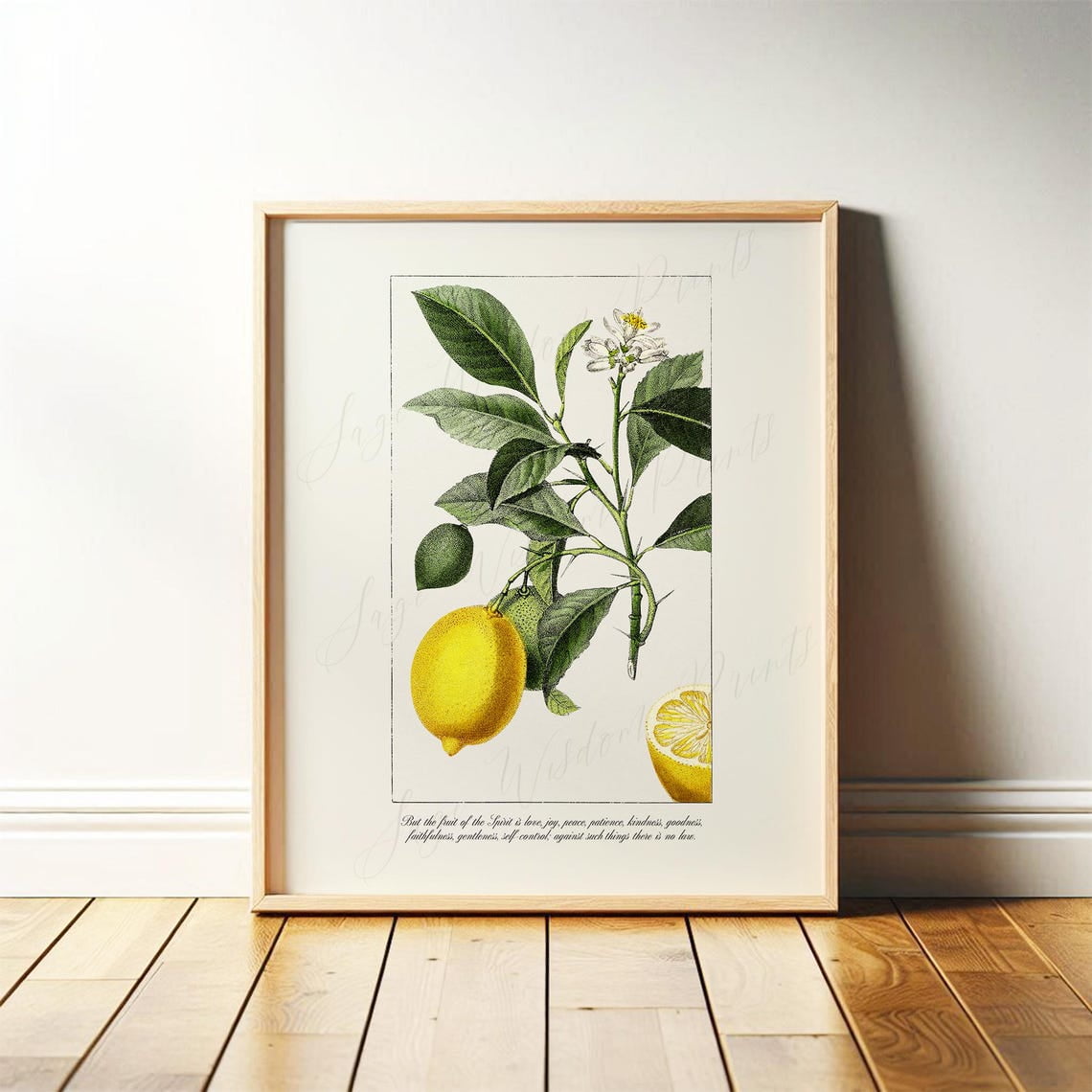 Fruit of the Spirit Print Subtle Christian Wall Art with Botanical ...