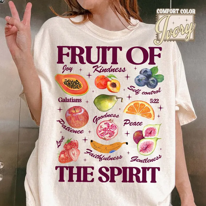 Fruit of the Spirit Shirt, Boho Christian Bible Verse Graphic Tee, Religious Faith Shirt ...