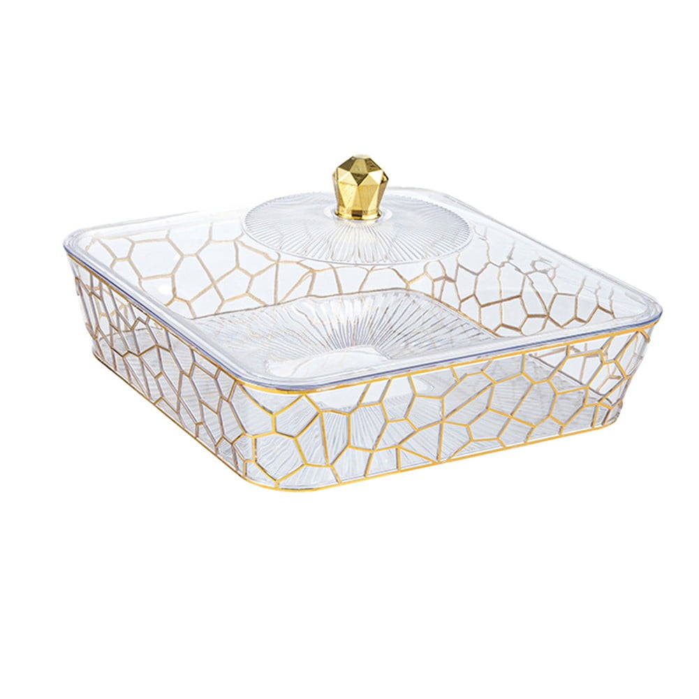 Fruit plate with lid, light luxury, transparent, gold-rimmed fruit ...