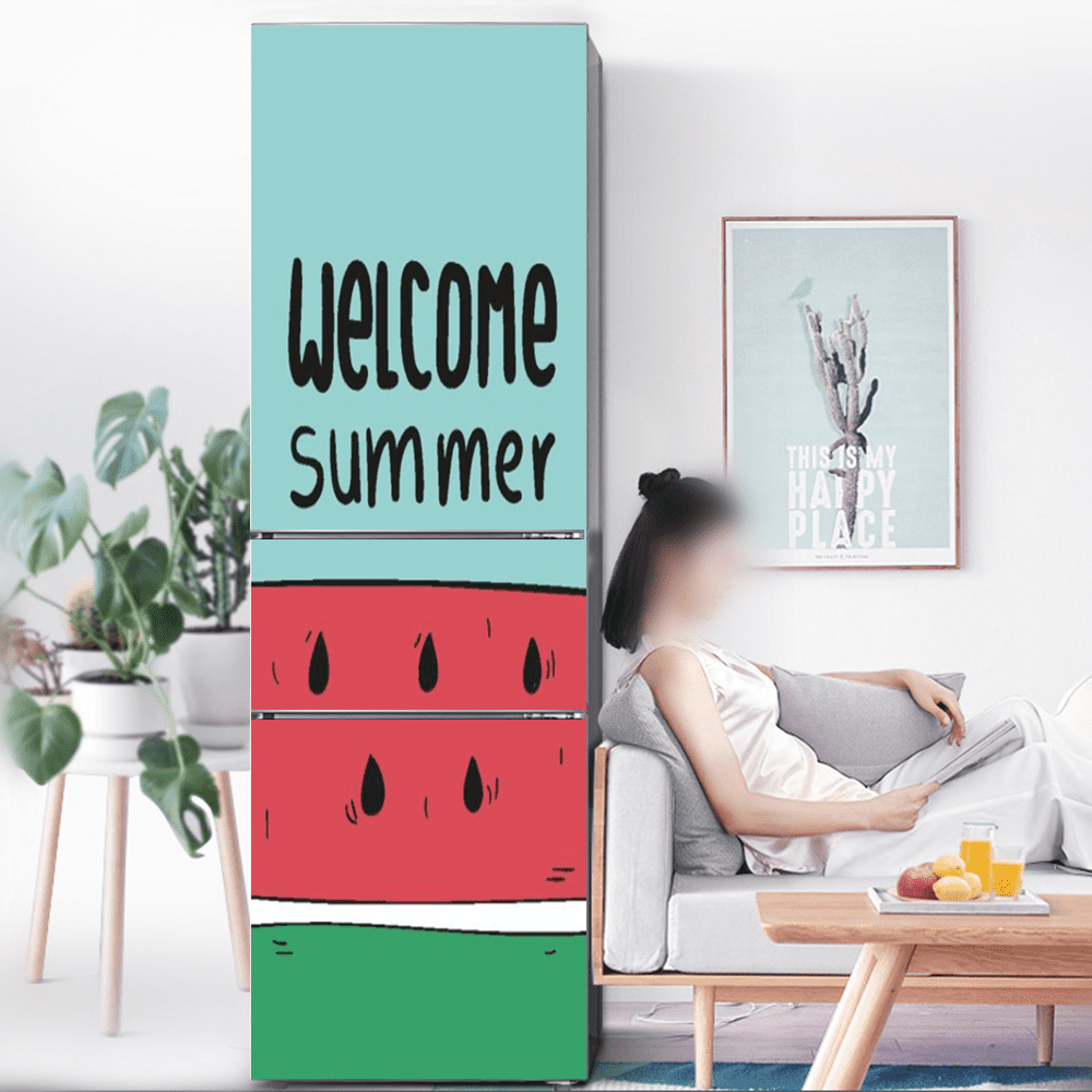 Fruit refrigerator sticker Refrigerator door lid sticker Flower ...