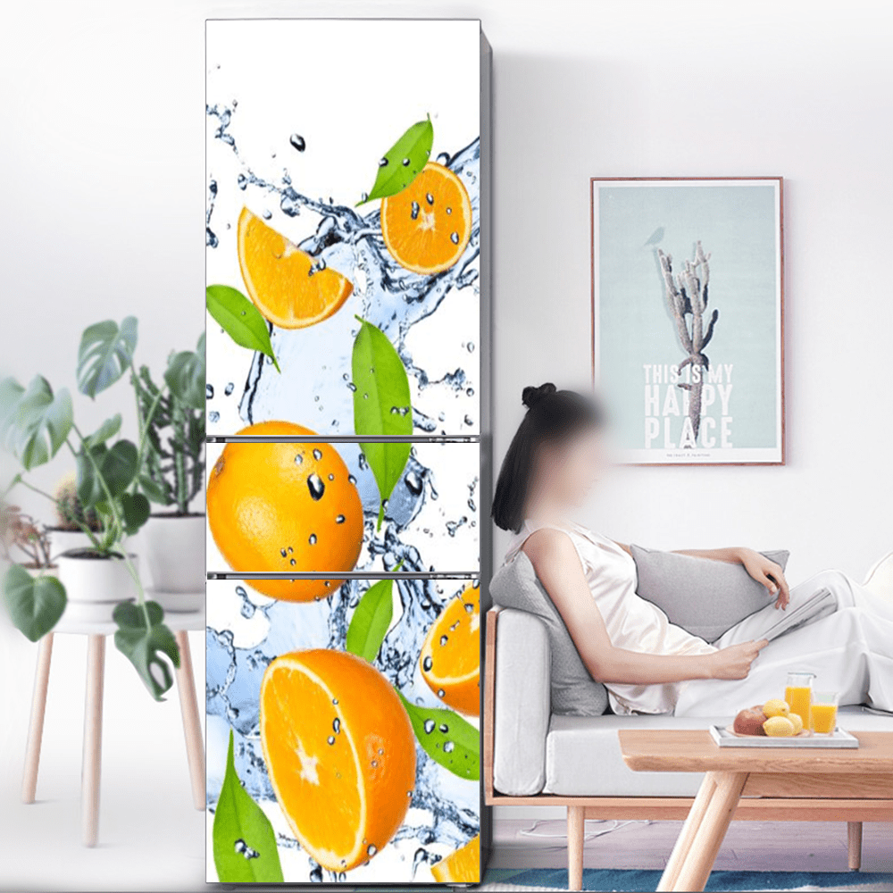 Fruit refrigerator sticker Refrigerator door lid sticker Flower ...