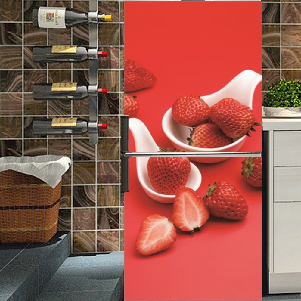 Fruit refrigerator sticker Refrigerator door lid sticker Flower ...
