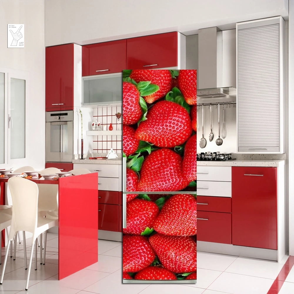 Fruit refrigerator sticker Refrigerator door lid sticker Flower ...