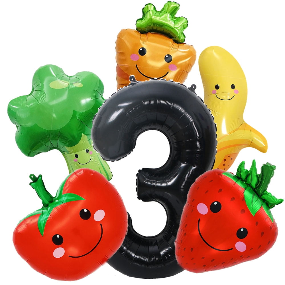Fruit series number balloons set - banana, carrot, broccoli, tomato ...