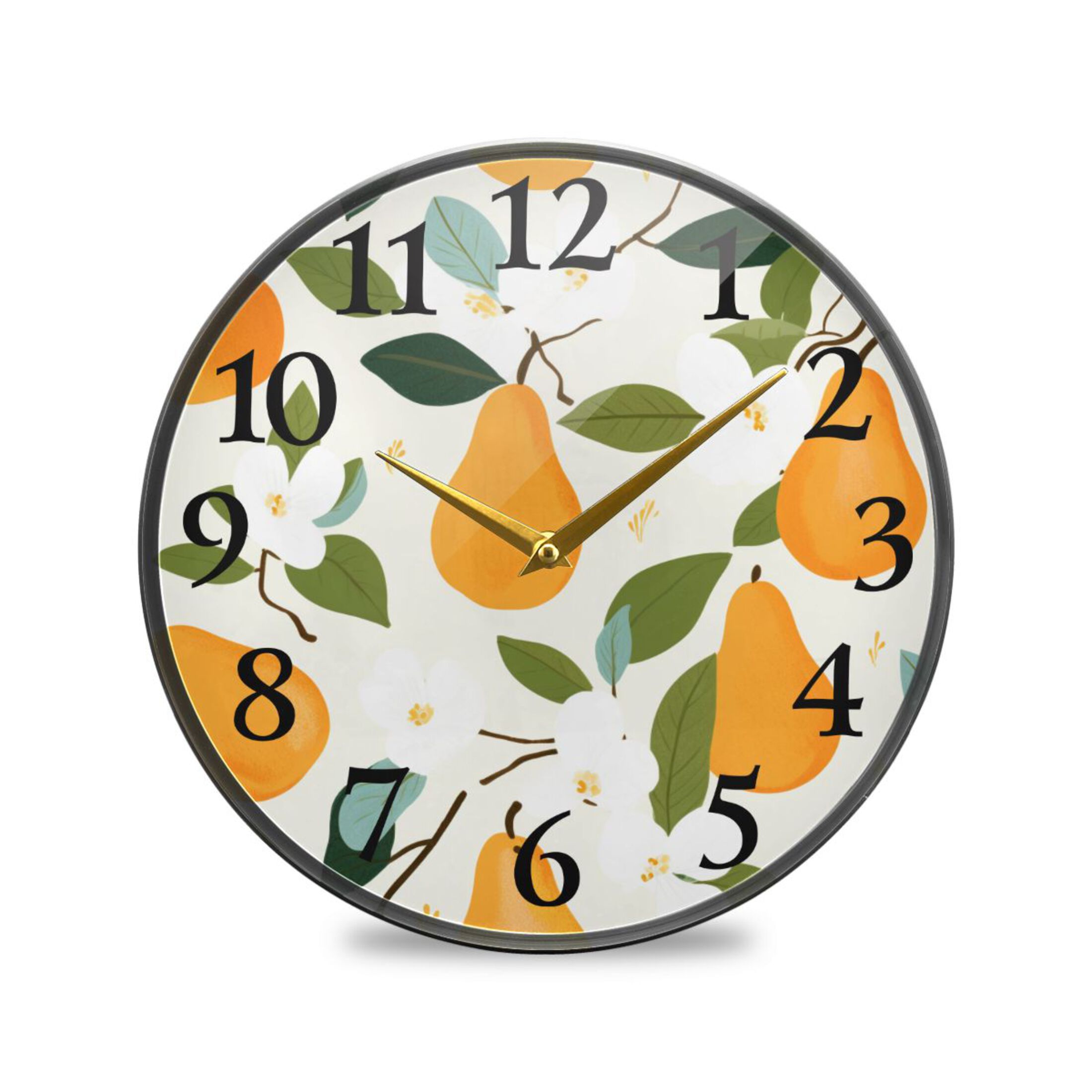 Fruit with Leaves Wall Clocks Battery Operated 11.9 Inch Round Clock ...