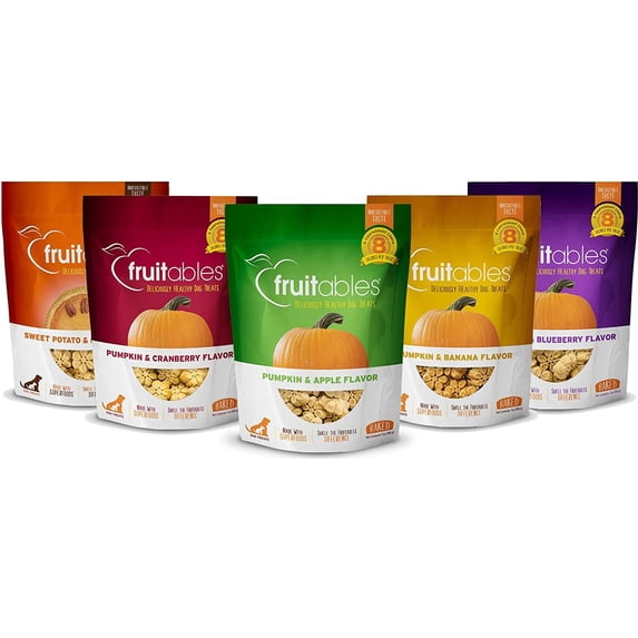 Fruitables Pumpkin Dog Treats, 5 Variety Pack with Apple and Banana ...