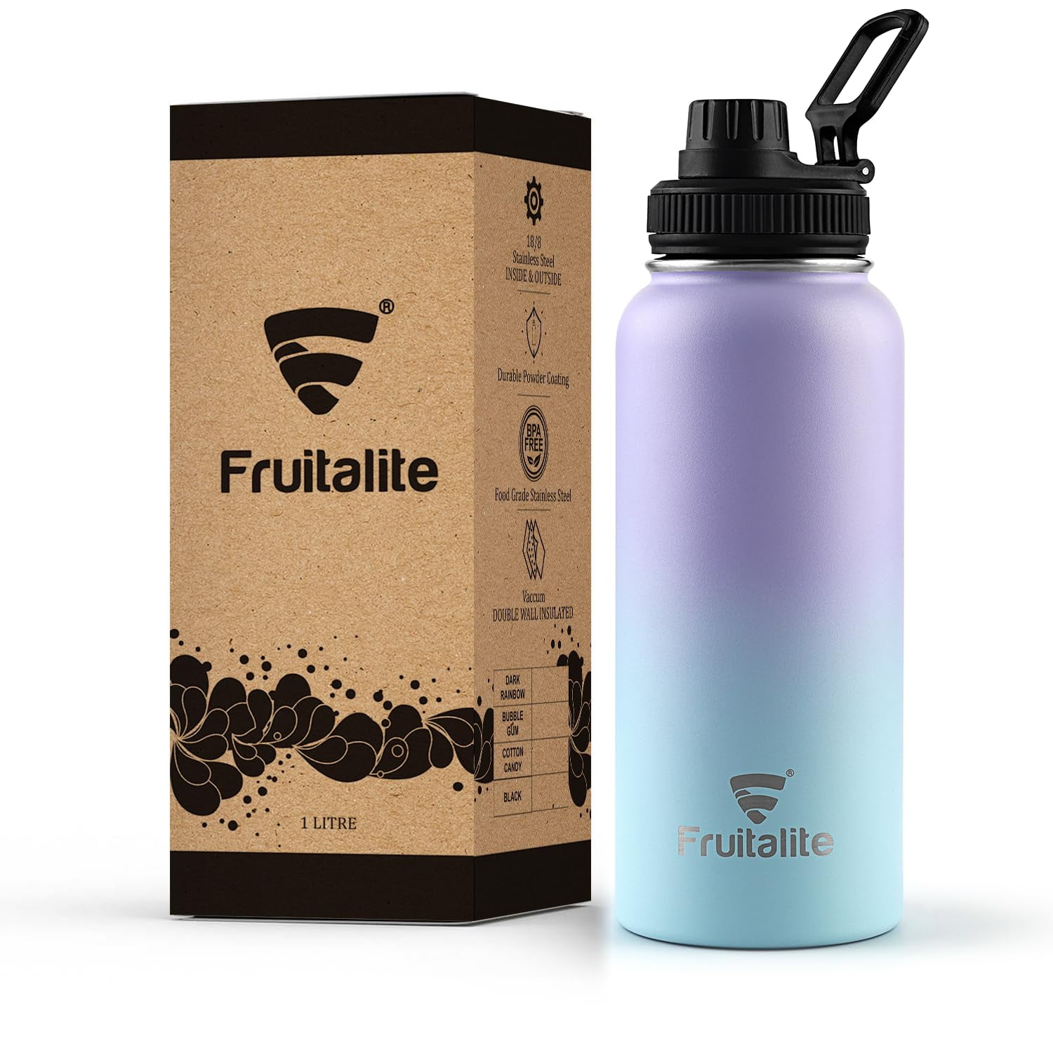 Fruitalite Insulated Water Bottle 1000ml with ScrewSpout Lid Stainless ...