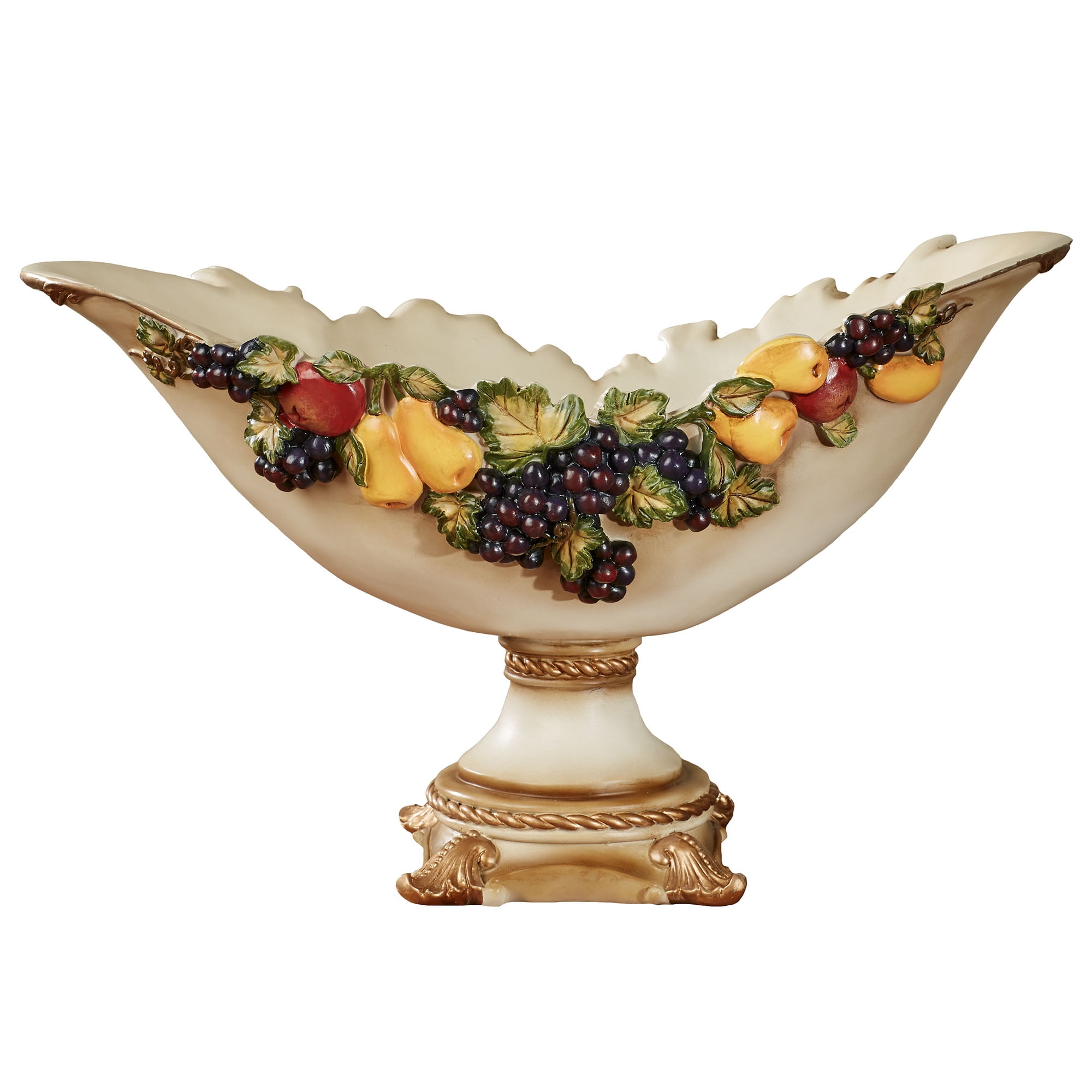 Fruitful Bounty Antique Beige Traditional Centerpiece Pedestal Bowl ...