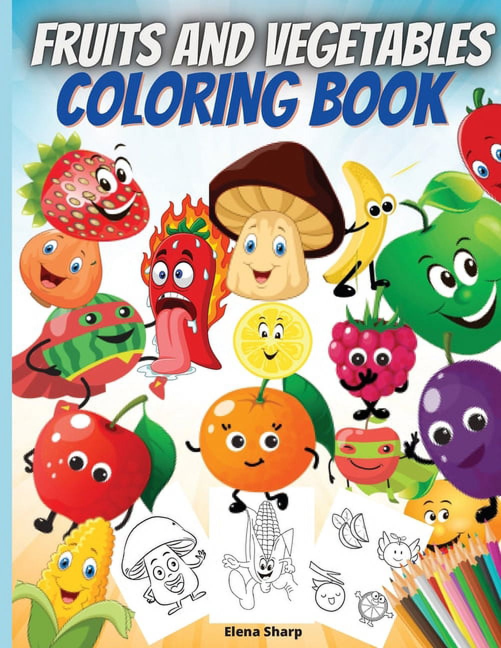 Fruits And Vegetables Coloring Book: Early Learning coloring book for ...