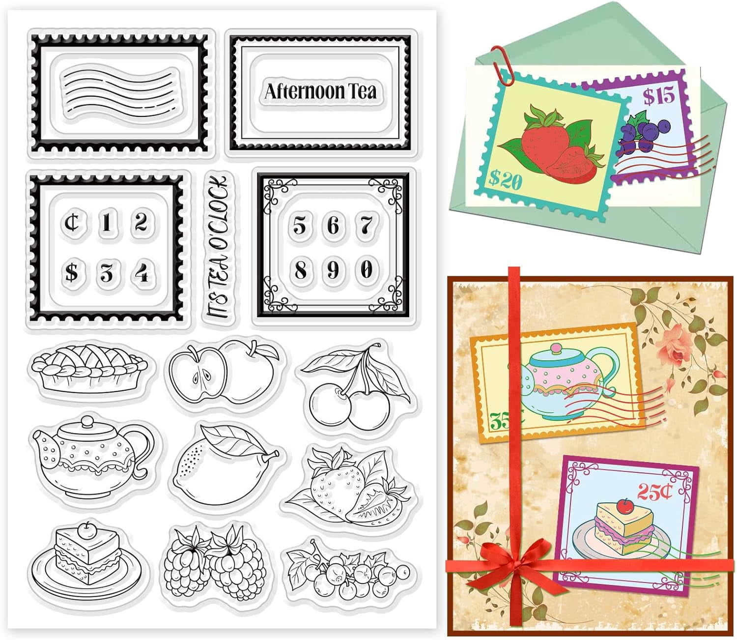 Fruits Clear Stamps Postage Transparent Stamps Cake Silicone Stamp ...