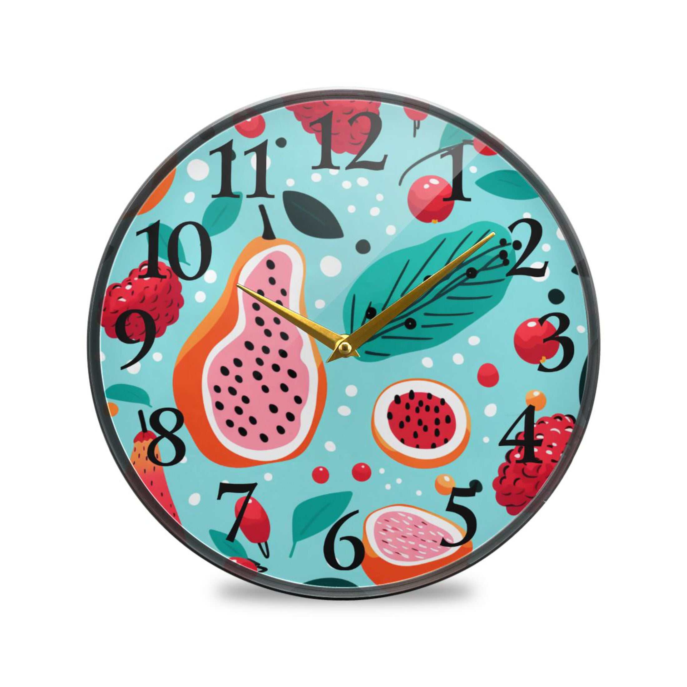 Fruits Difference Wall Clocks Battery Operated 11.9 Inch Round Clock ...