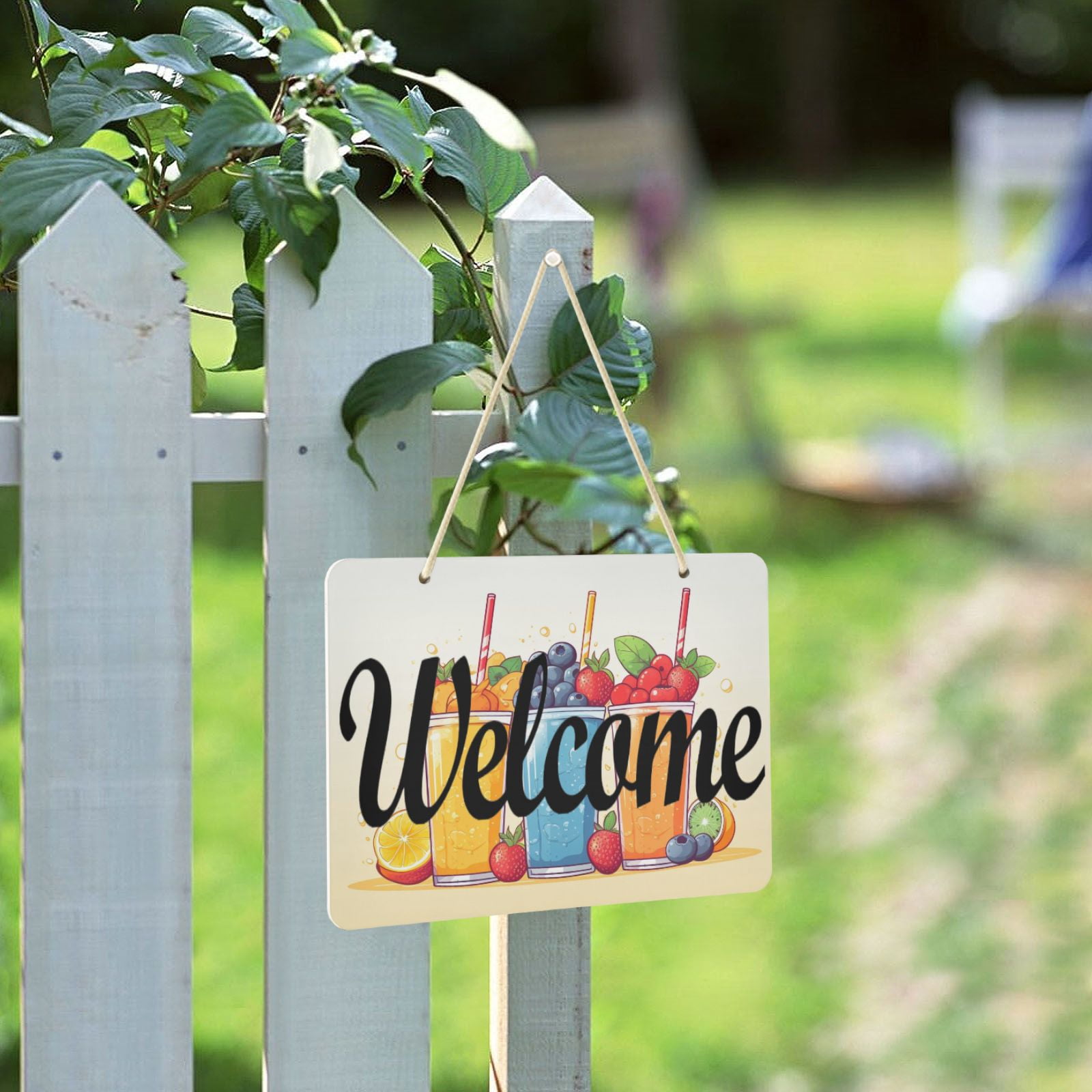 Fruits Drinks Welcome Sign for Front Door Porch Wreath Door Sign Home ...