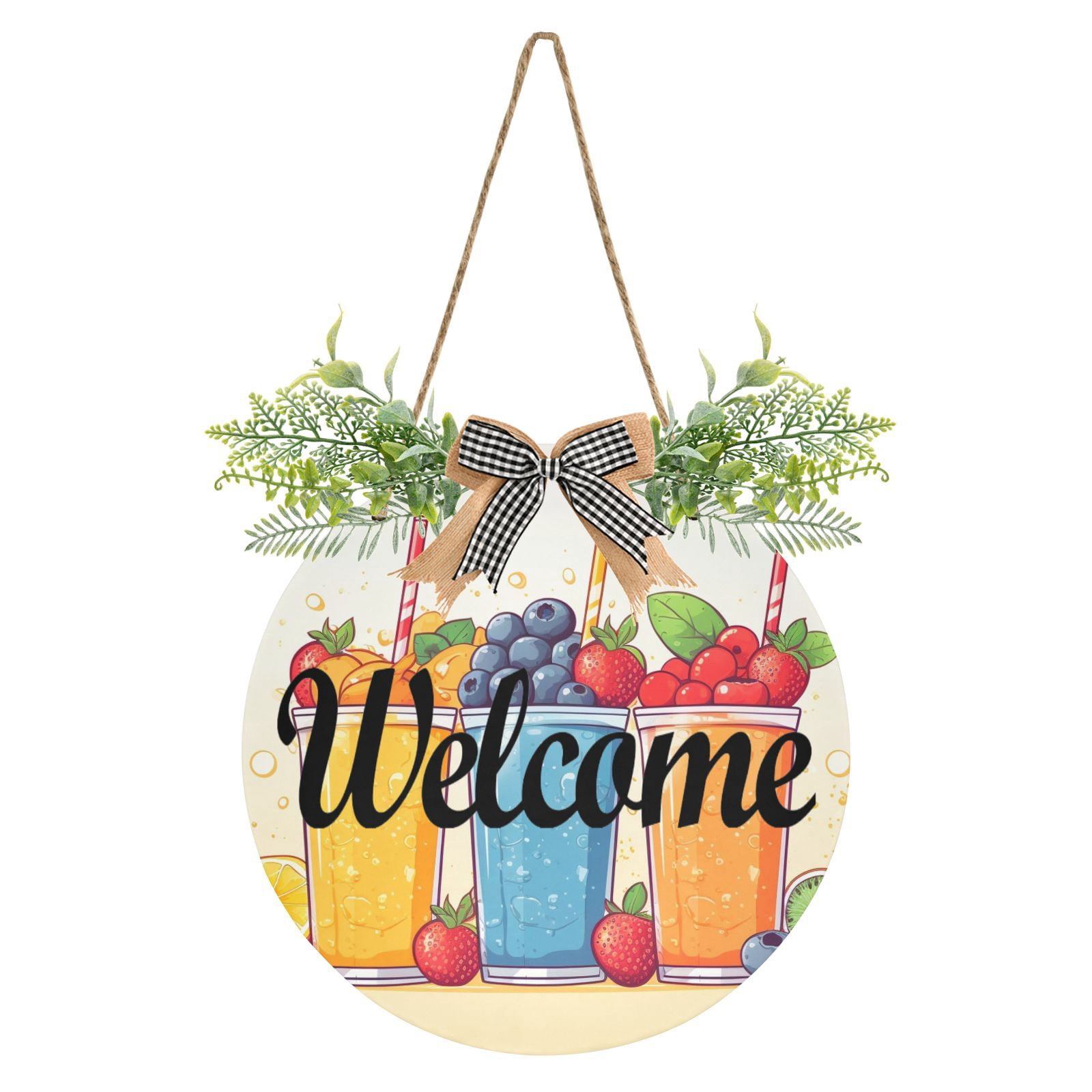 Fruits Drinks Welcome Sign for Front Door Wreath Door Sign for ...