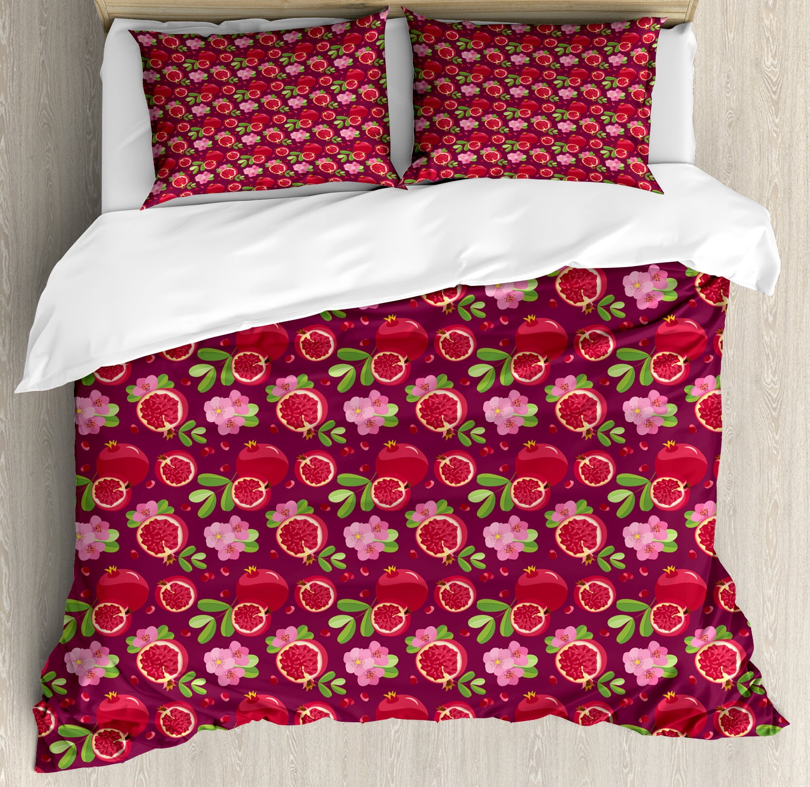 Fruits Duvet Cover Set, Natural Themed Continuous Pattern of ...