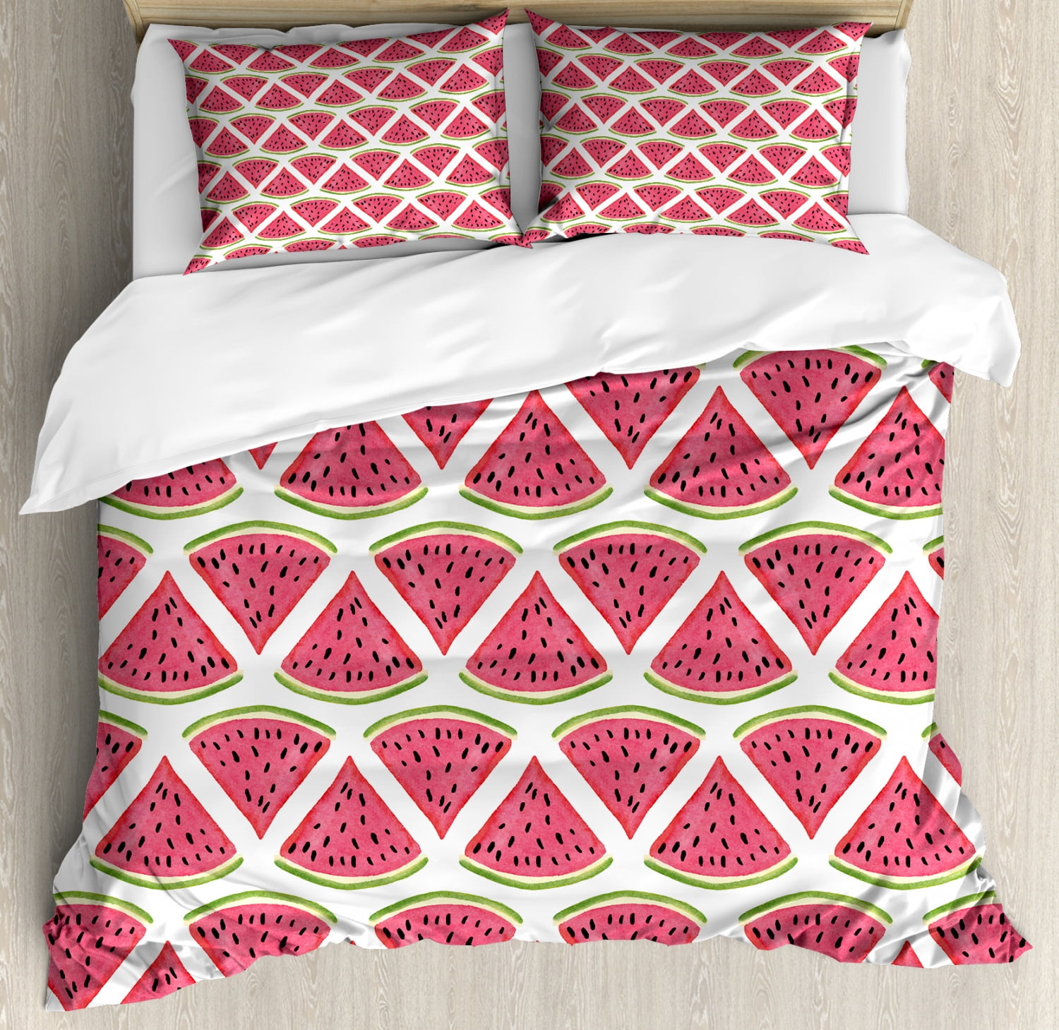 Fruits Duvet Cover Set Queen Size, Cute Watermelon Seed Summer Fresh ...