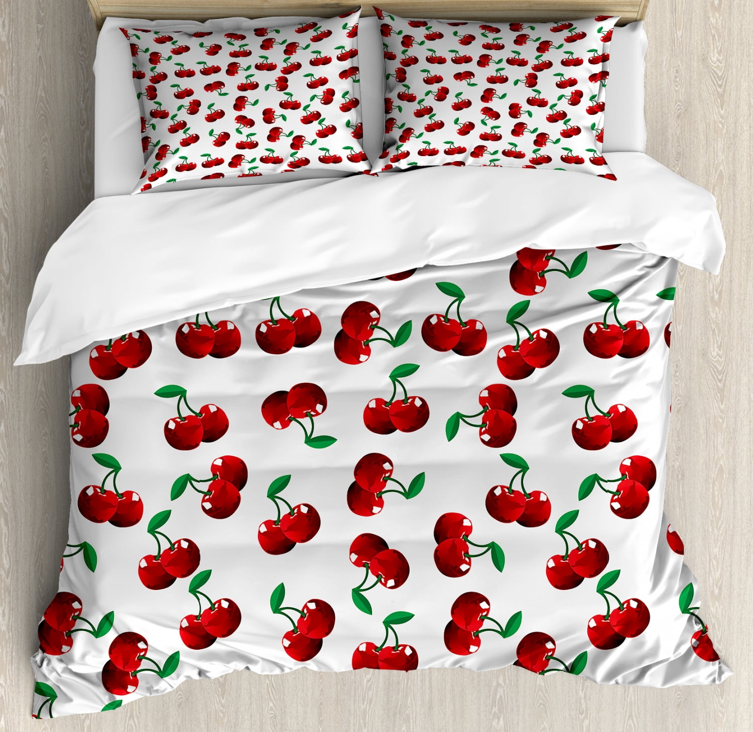 Fruits Duvet Cover Set Queen Size, Vibrant Cherries Vitamin Agriculture ...