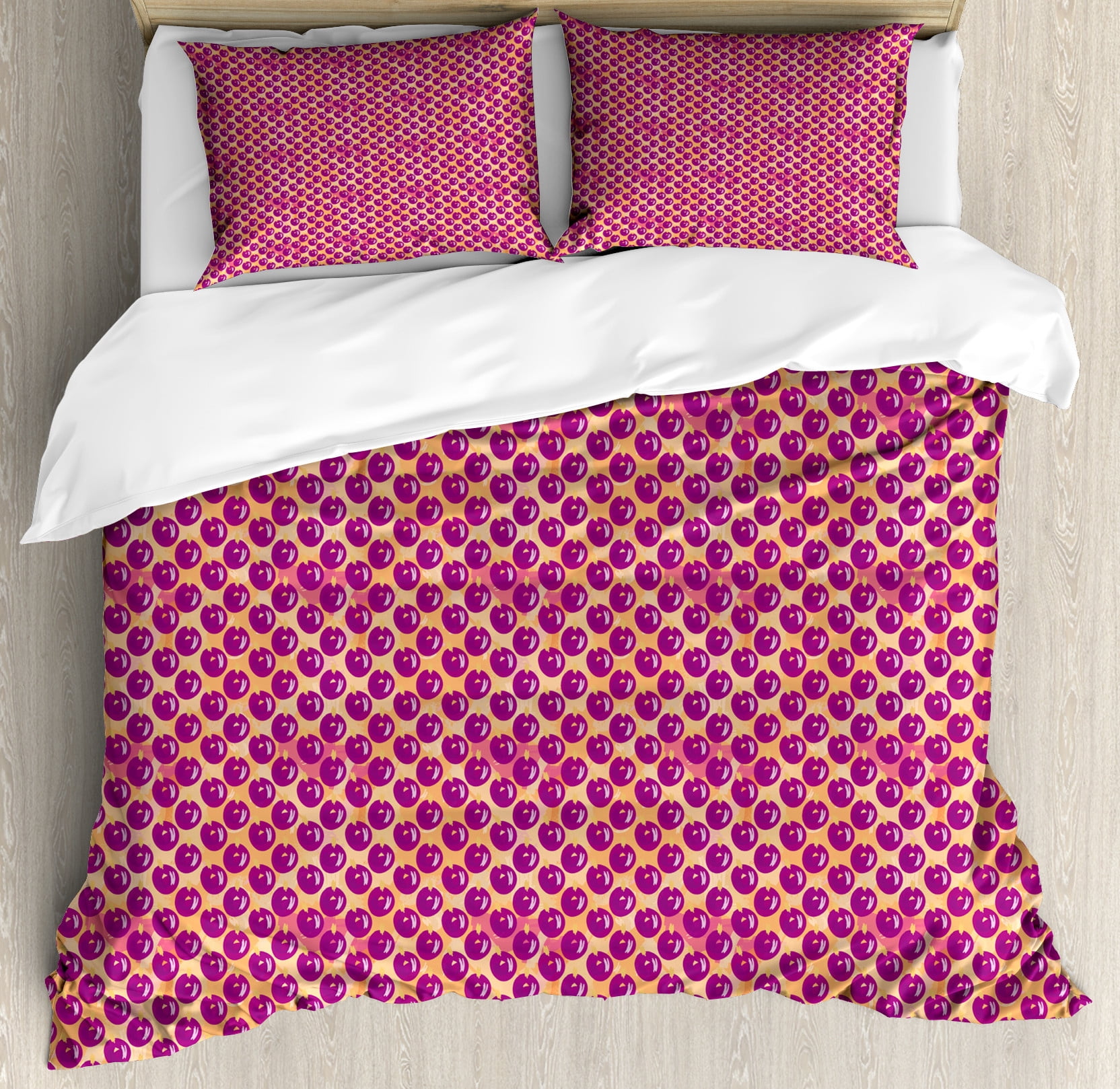 Fruits Duvet Cover Set, Scribbles Circle Berry Branches Harvest Season ...