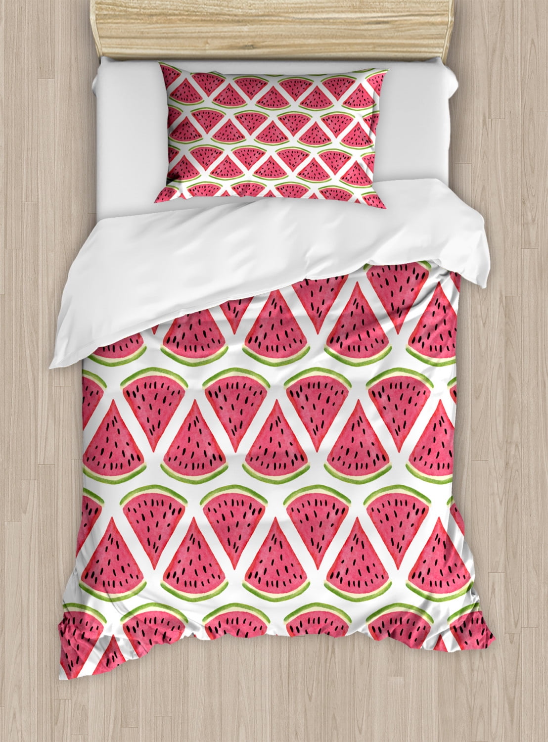 Fruits Duvet Cover Set Twin Size, Cute Watermelon Seed Summer Fresh ...